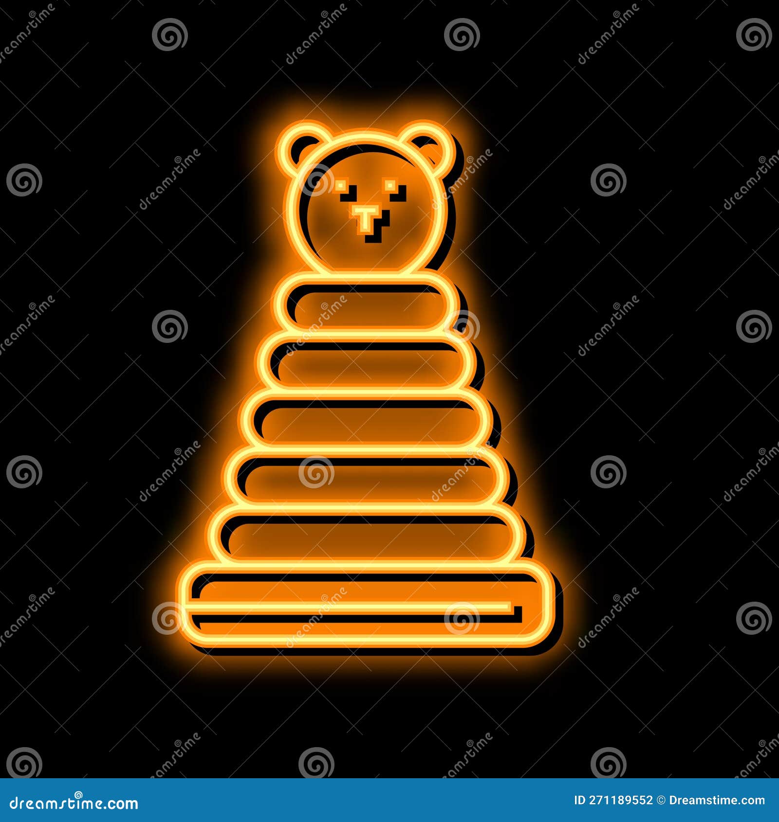 Ring Stacker Wooden Toy Rainbow Pyramid Vector Icon. Educational Visual ...