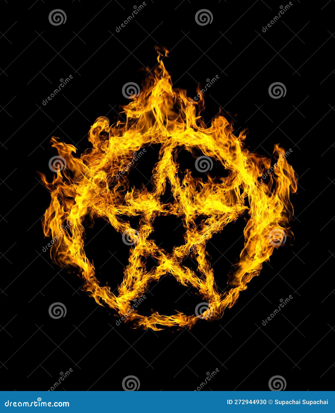 Ring and Star of Fire in Black Background Stock Illustration ...