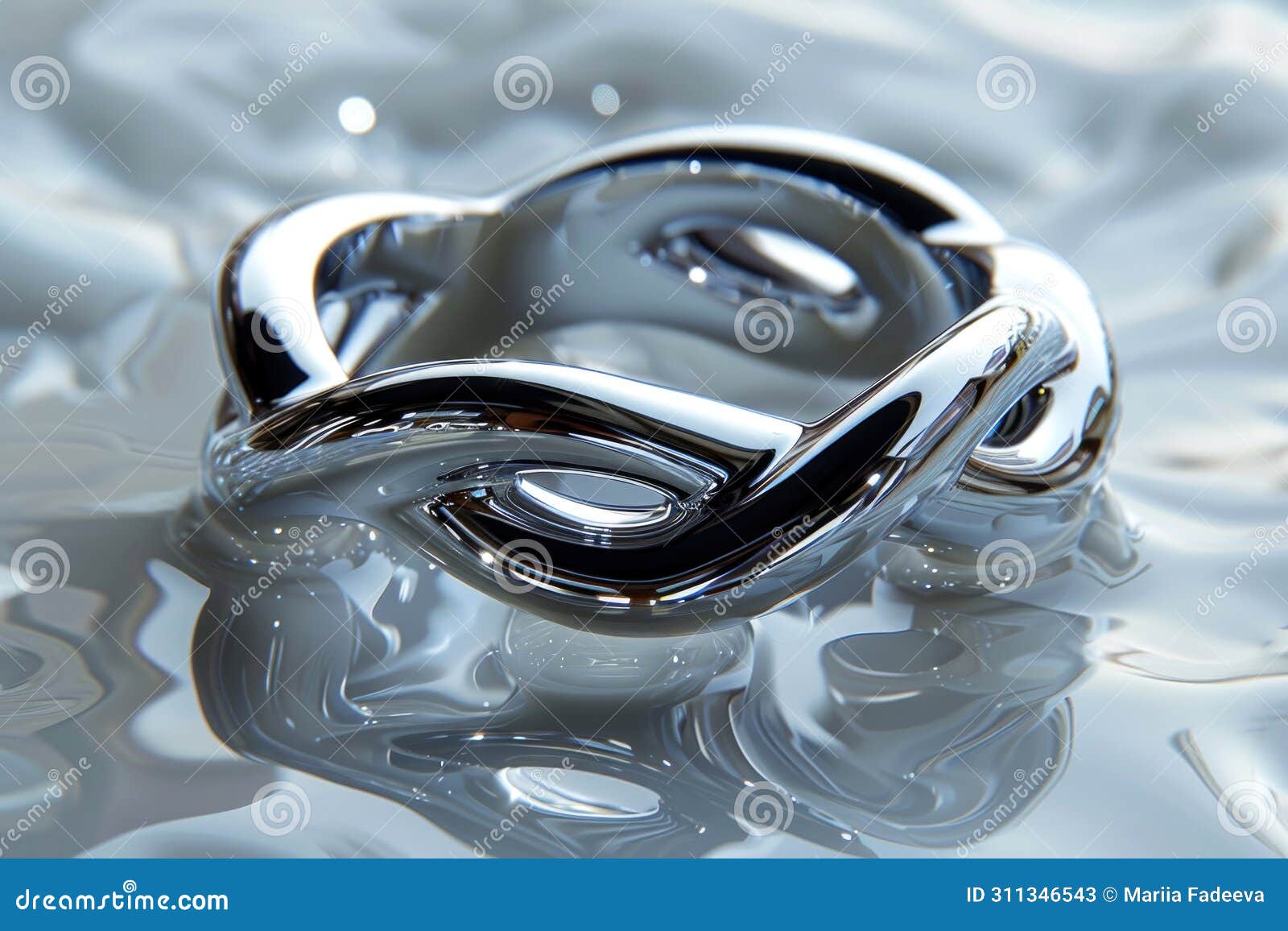 A Ring in the Style of Molten Metal in Silver Color. Stock Image ...