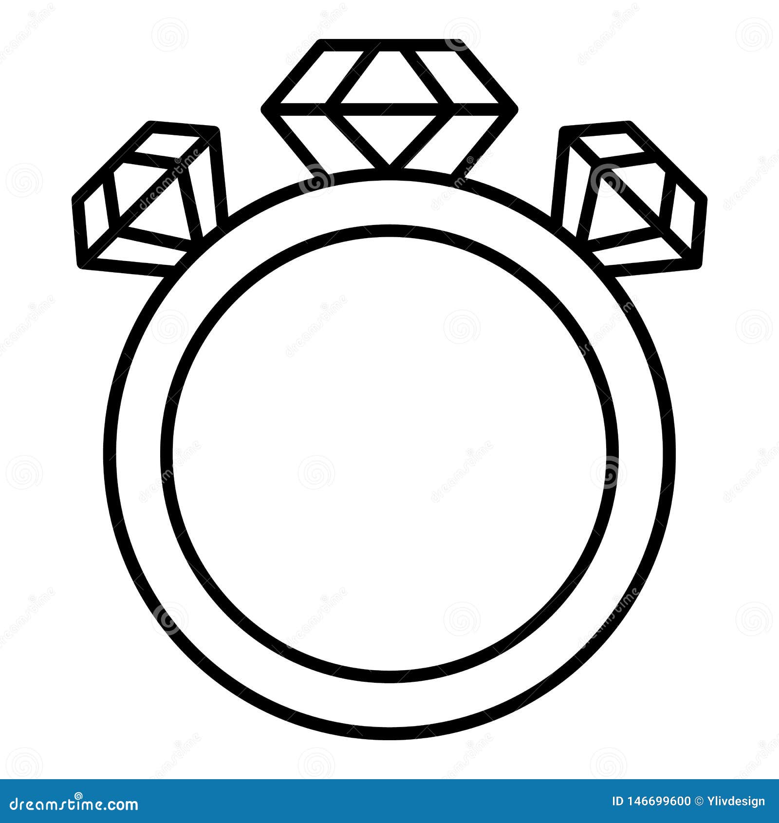 Ring with Three Diamonds Icon, Outline Style Stock Vector ...