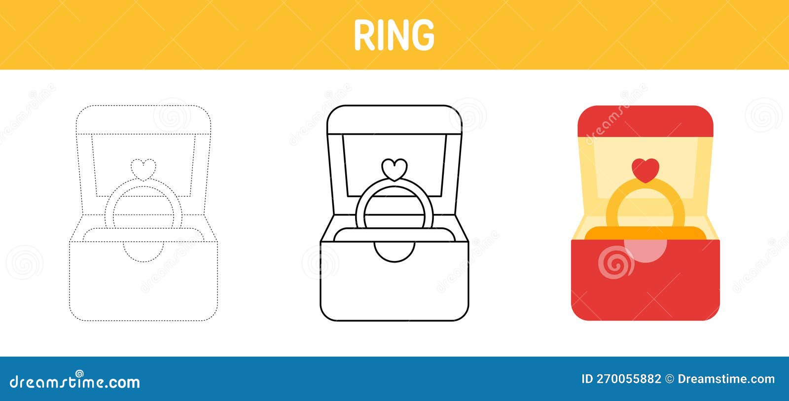 Ring Tracing and Coloring Worksheet for Kids Stock Vector ...