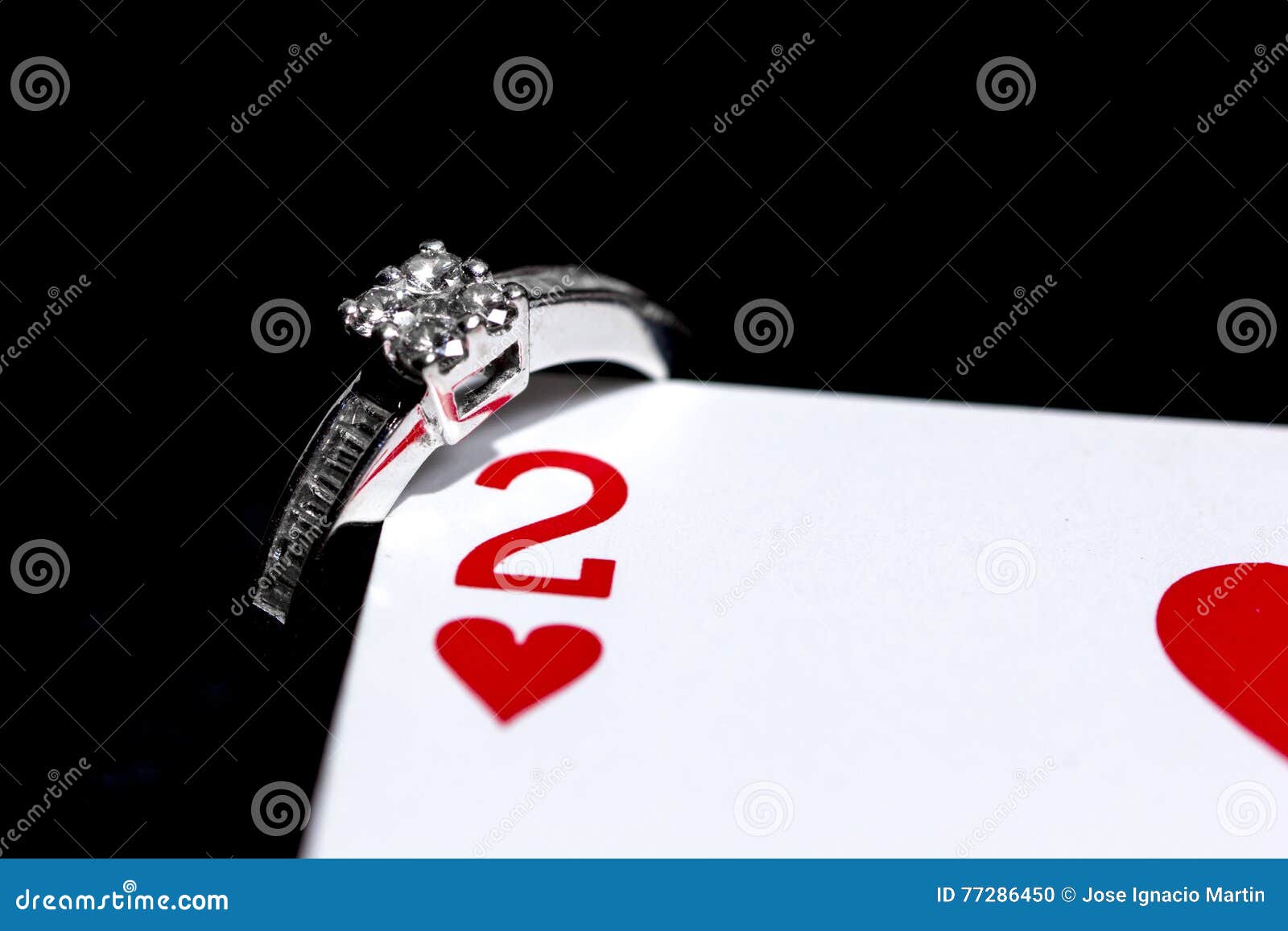 Ring with Two of Hearts Playing Card Stock Photo - Image of rings ...
