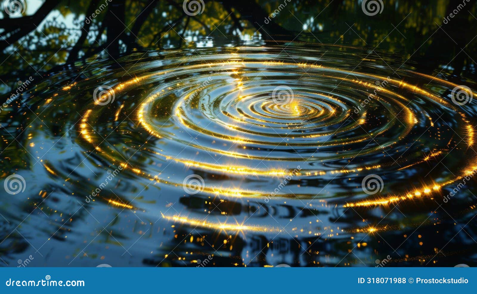 Ring of Water with Reflecting Lights Stock Photo - Image of glowing ...
