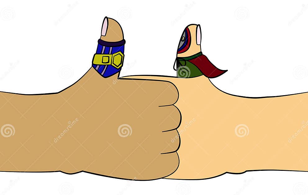 Ringender Daumen stock abbildung. Illustration von kampf - 24008651