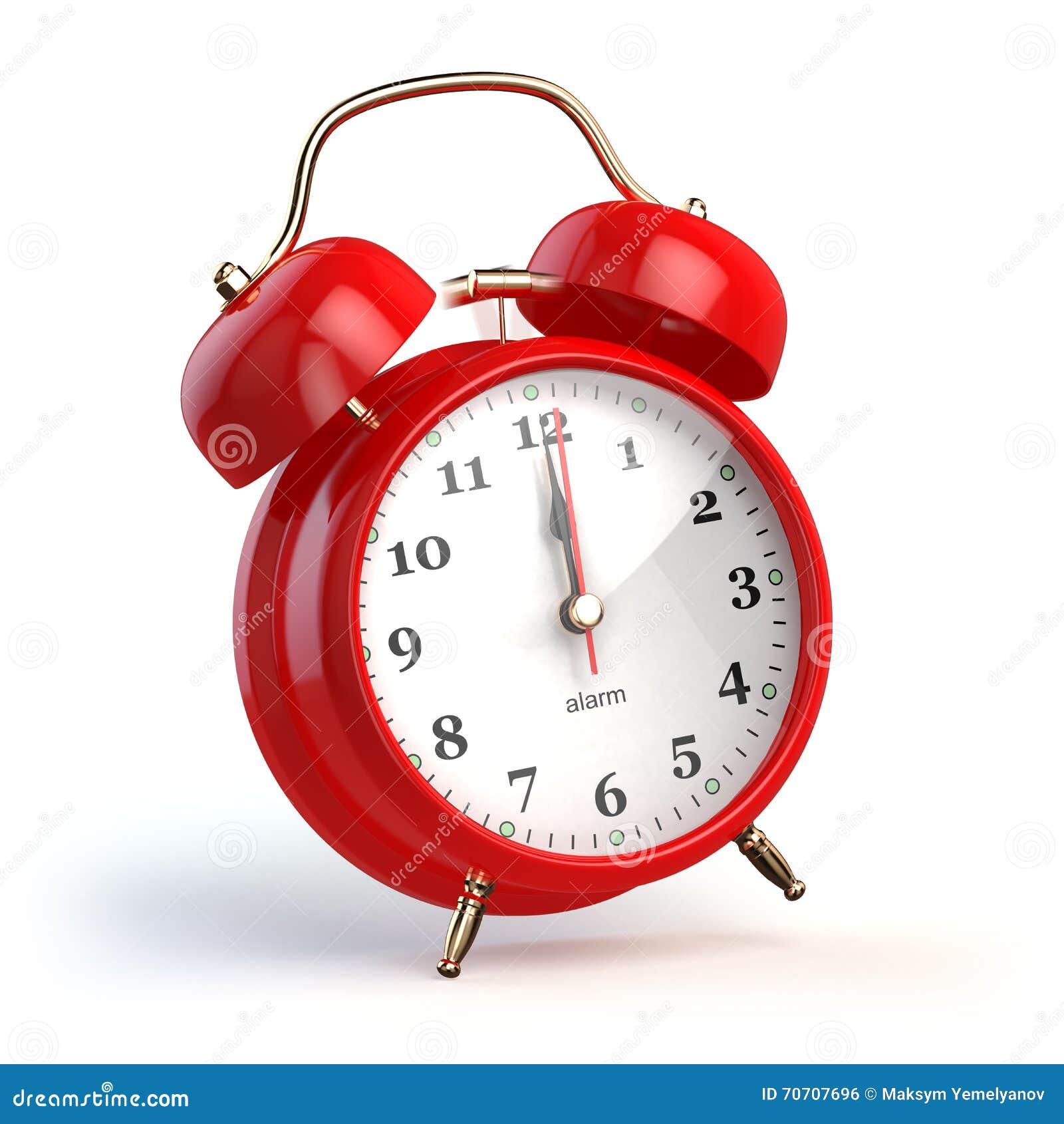Ringing Alarm Clock on White. Wake Up Concept Stock Illustration ...