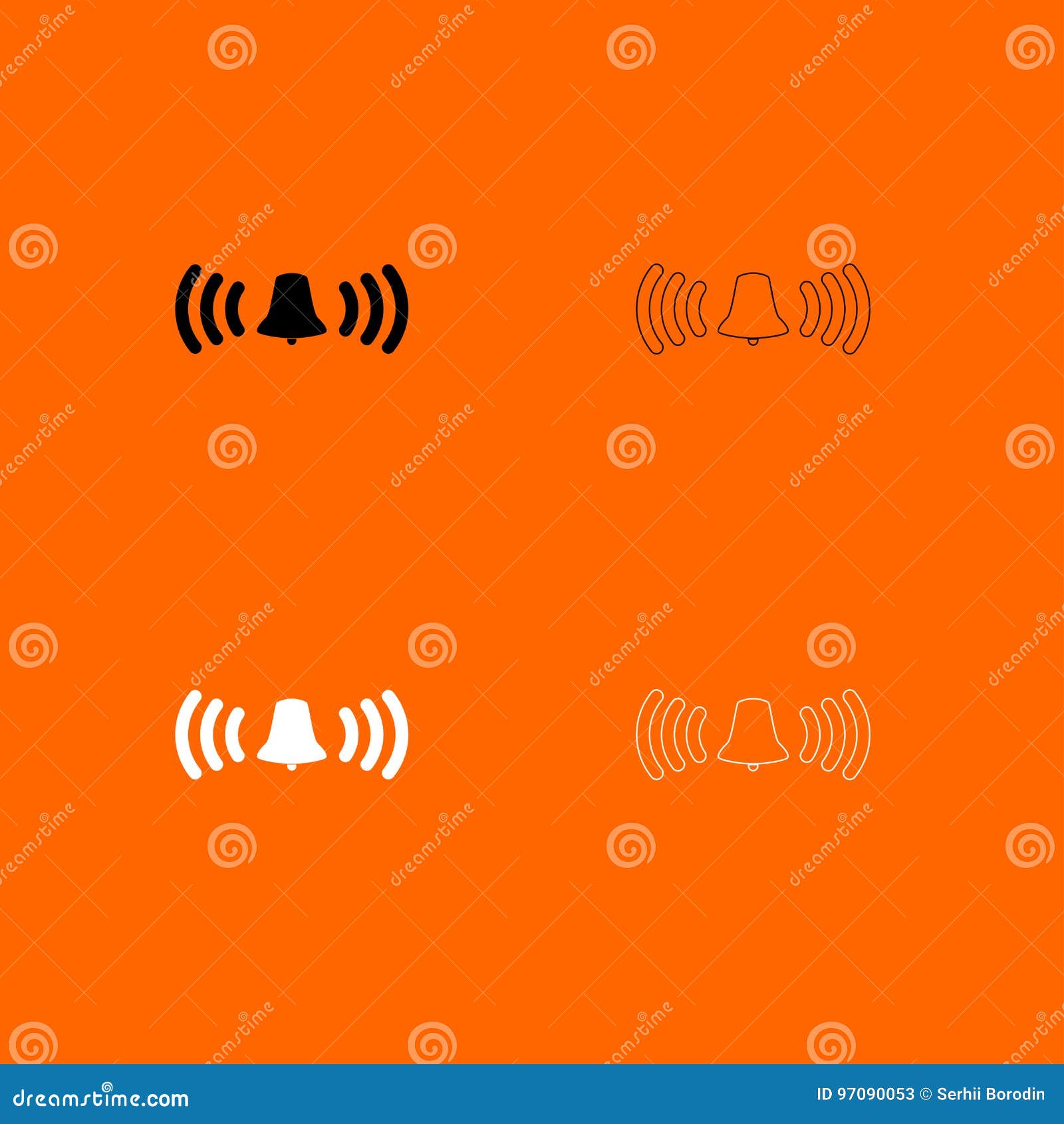 Ringing Bell Black and White Set Icon . Stock Vector - Illustration of ...