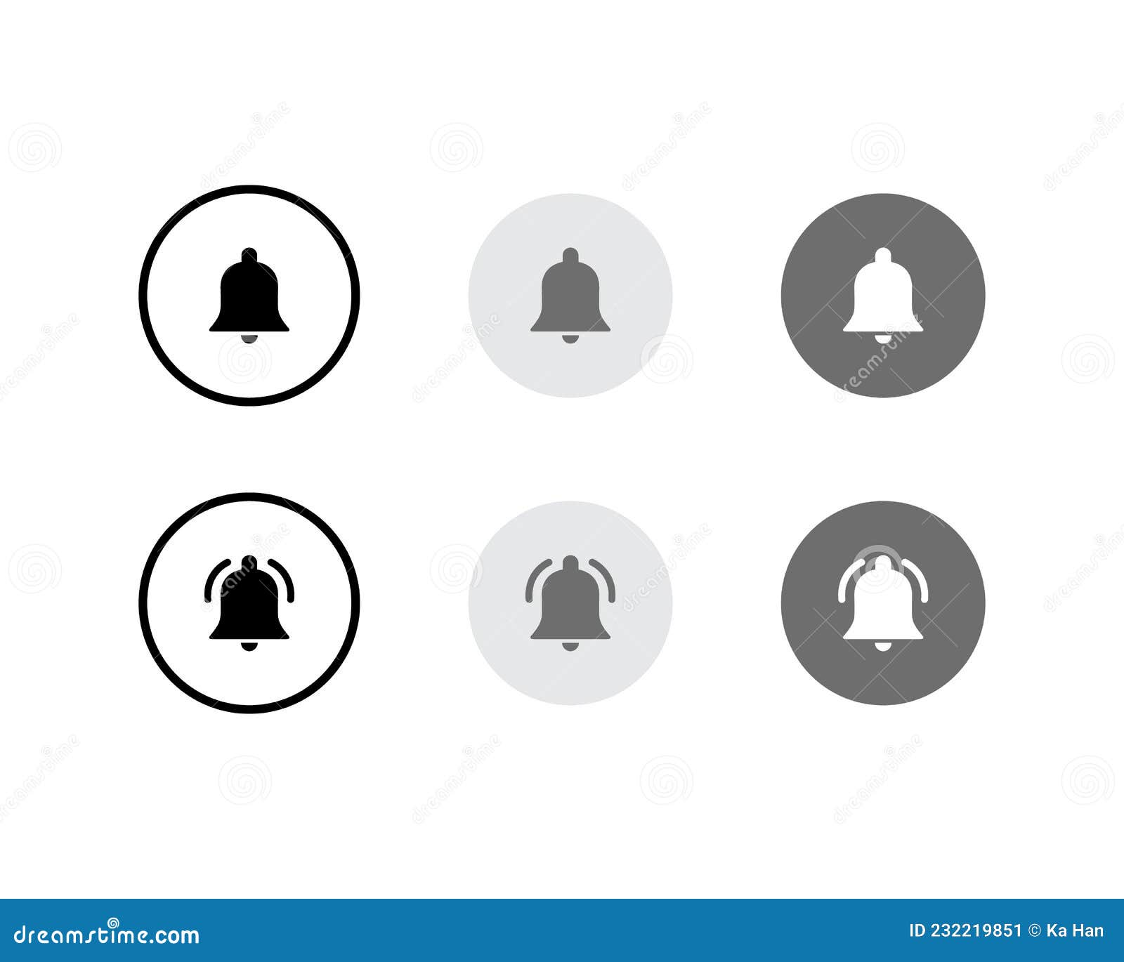 Ringing Bell Button Icon Set Collection. Notification Bells Symbol ...