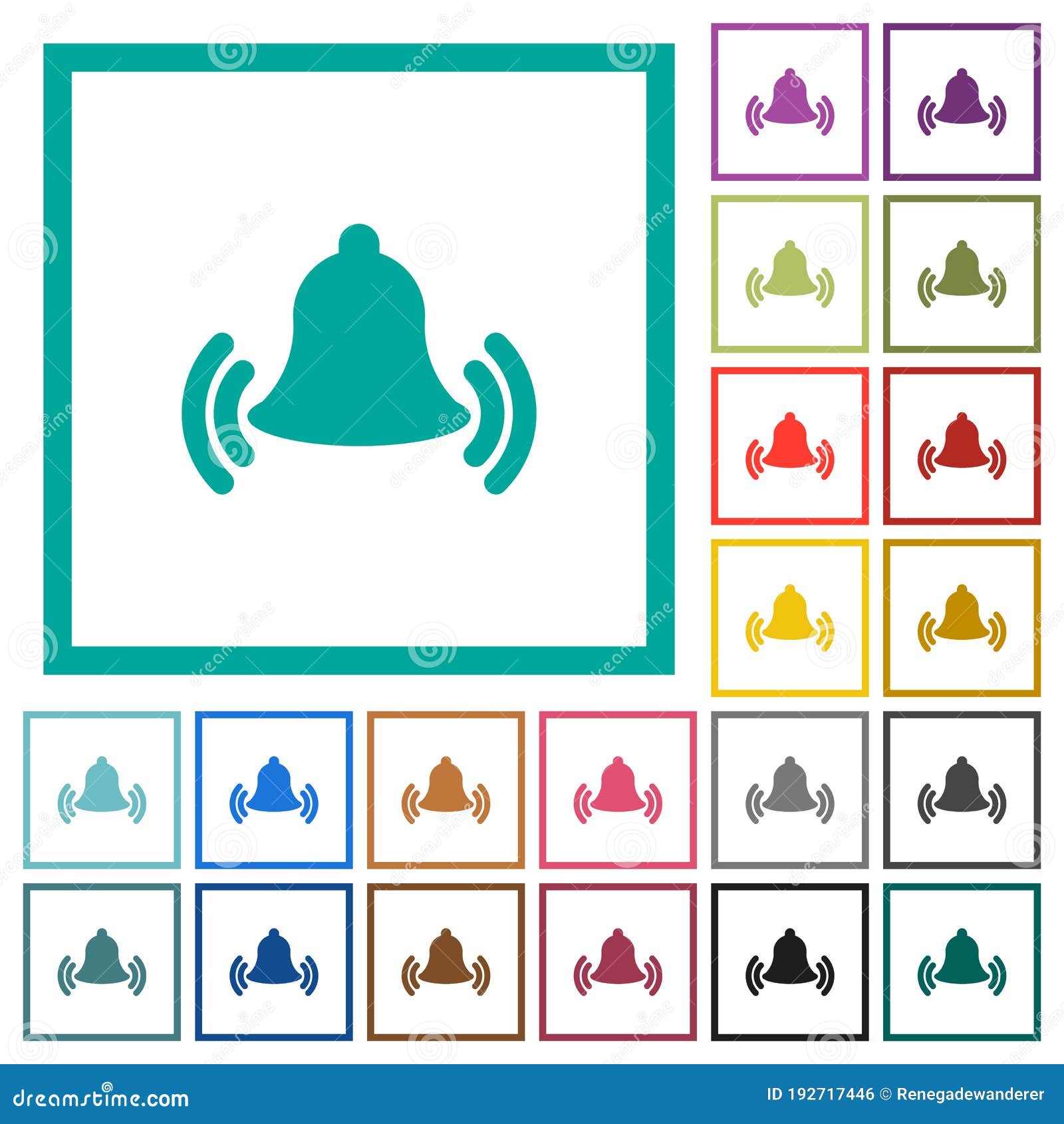 Ringing Bell Flat Color Icons with Quadrant Frames Stock Vector ...