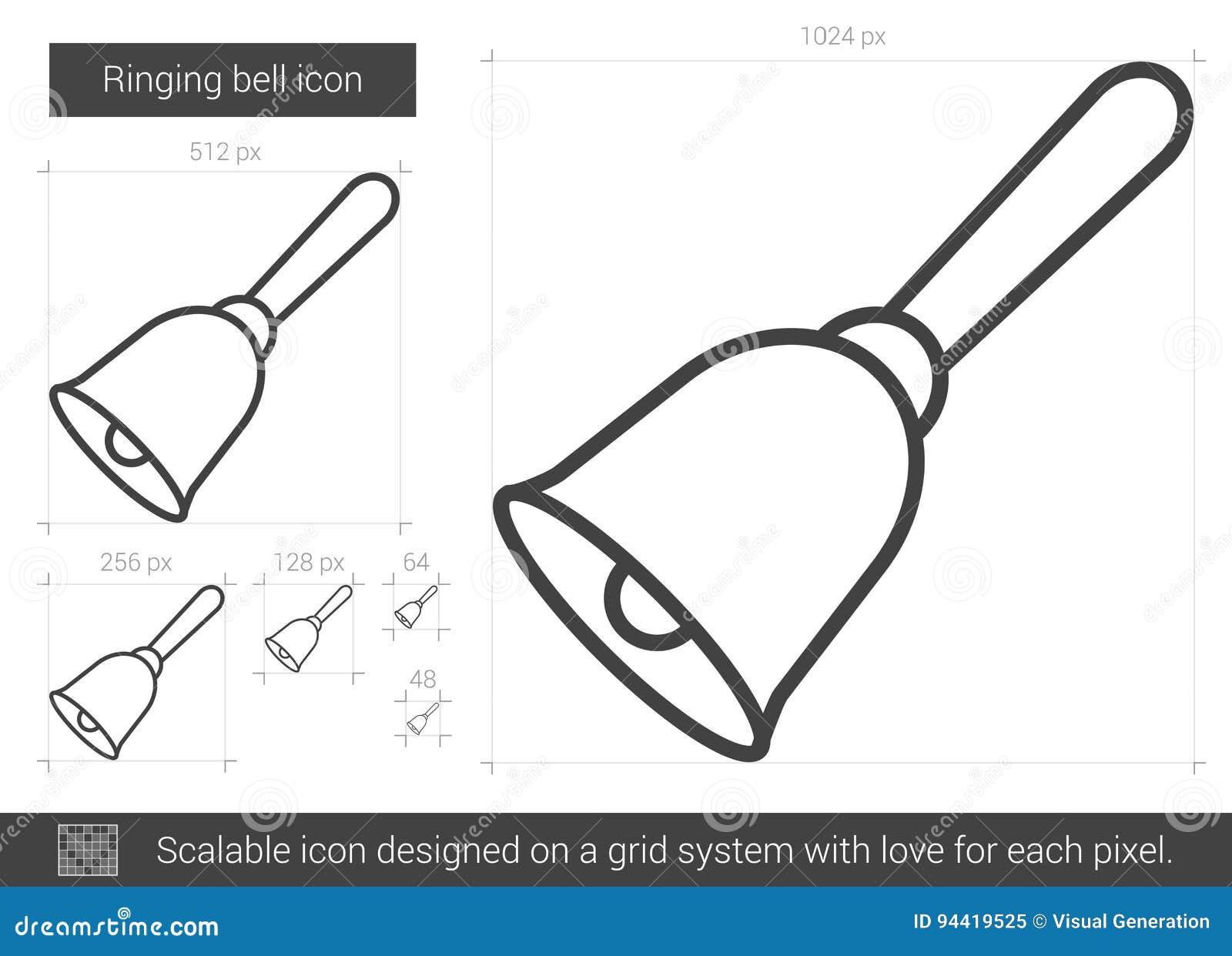 Ringing bell line icon. stock vector. Illustration of class - 94419525