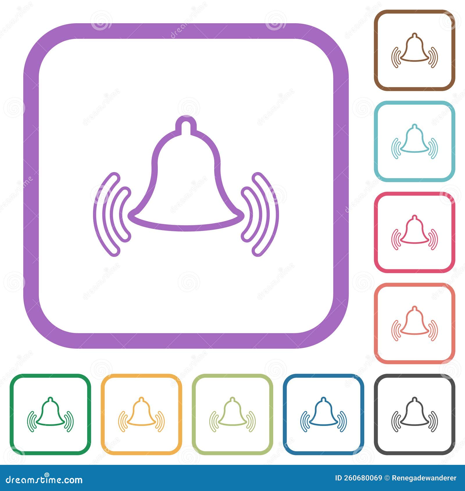 Ringing Bell Outline Simple Icons Stock Vector - Illustration of flat ...