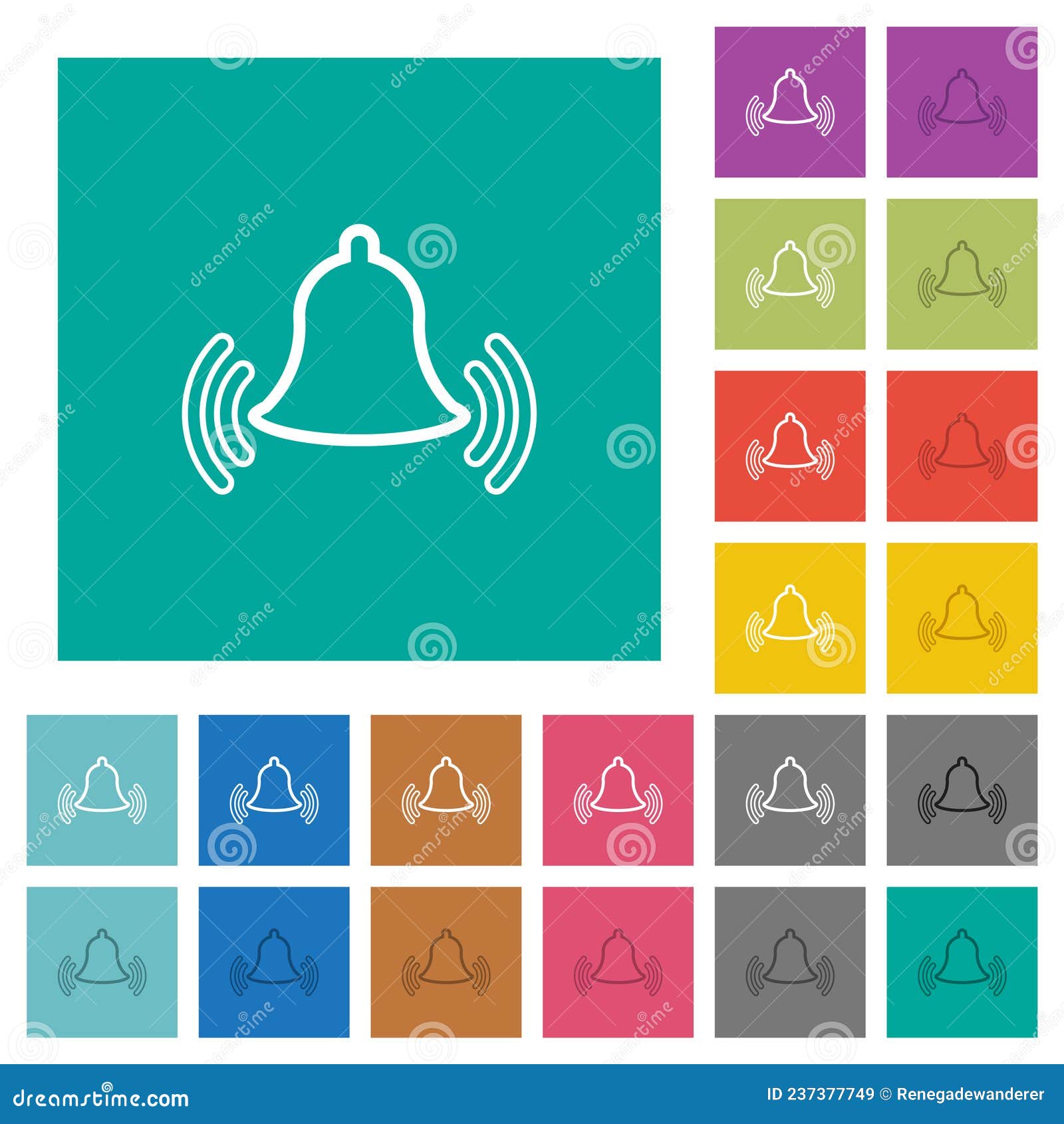 Ringing Bell Outline Square Flat Multi Colored Icons Stock Vector ...