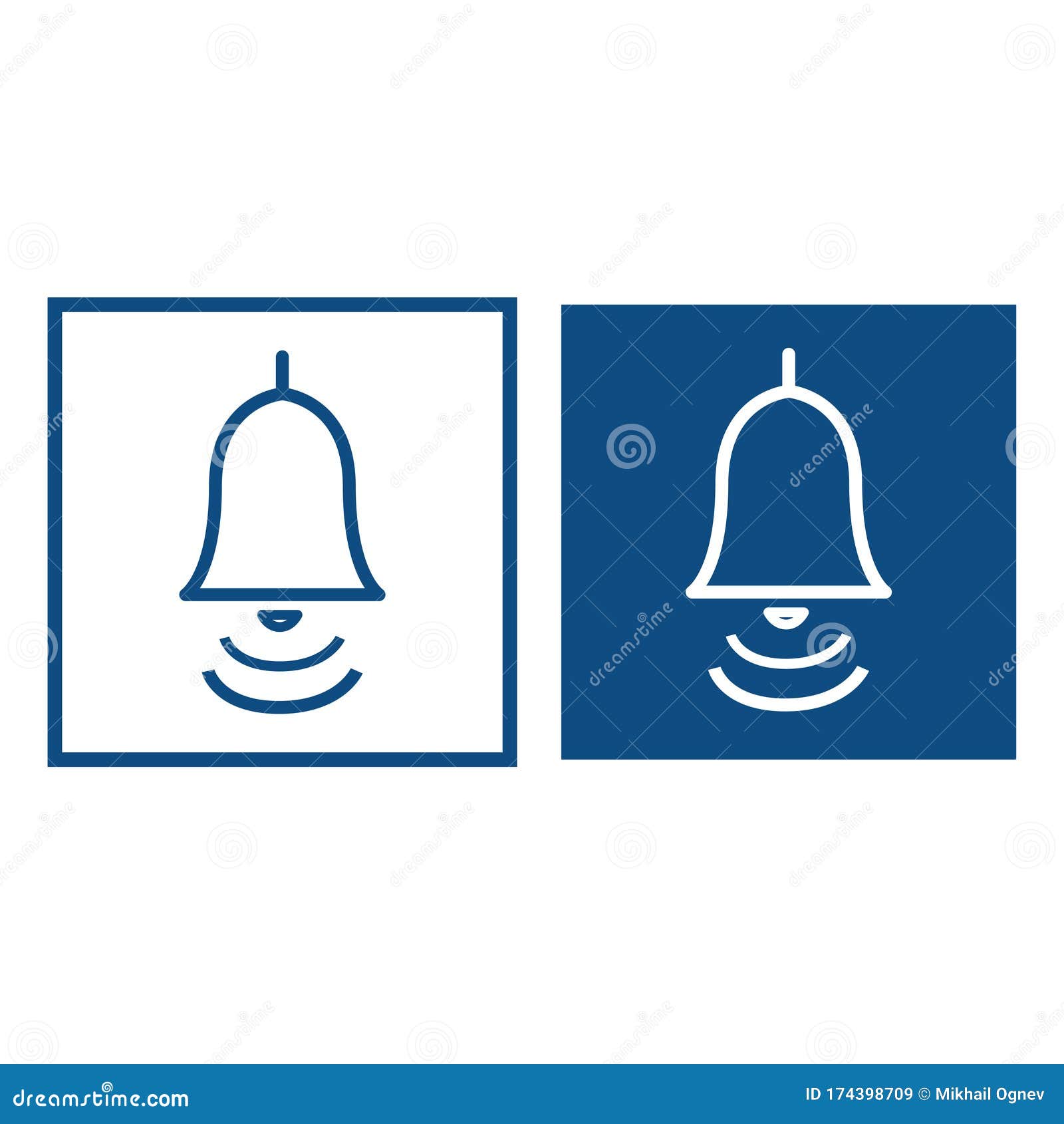 Ringing bell icons stock vector. Illustration of square - 174398709