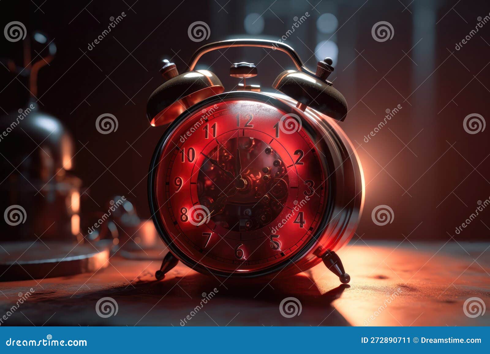 Ringing and Bouncing Red Alarm Clock Background. AI Generated Stock ...