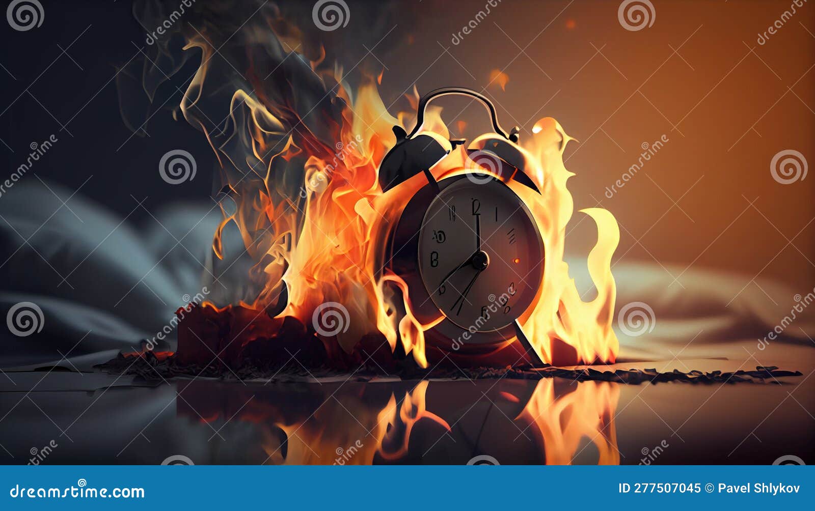 Ringing Clock in Fire with Smoke Stock Image - Image of buzz, oscillate ...
