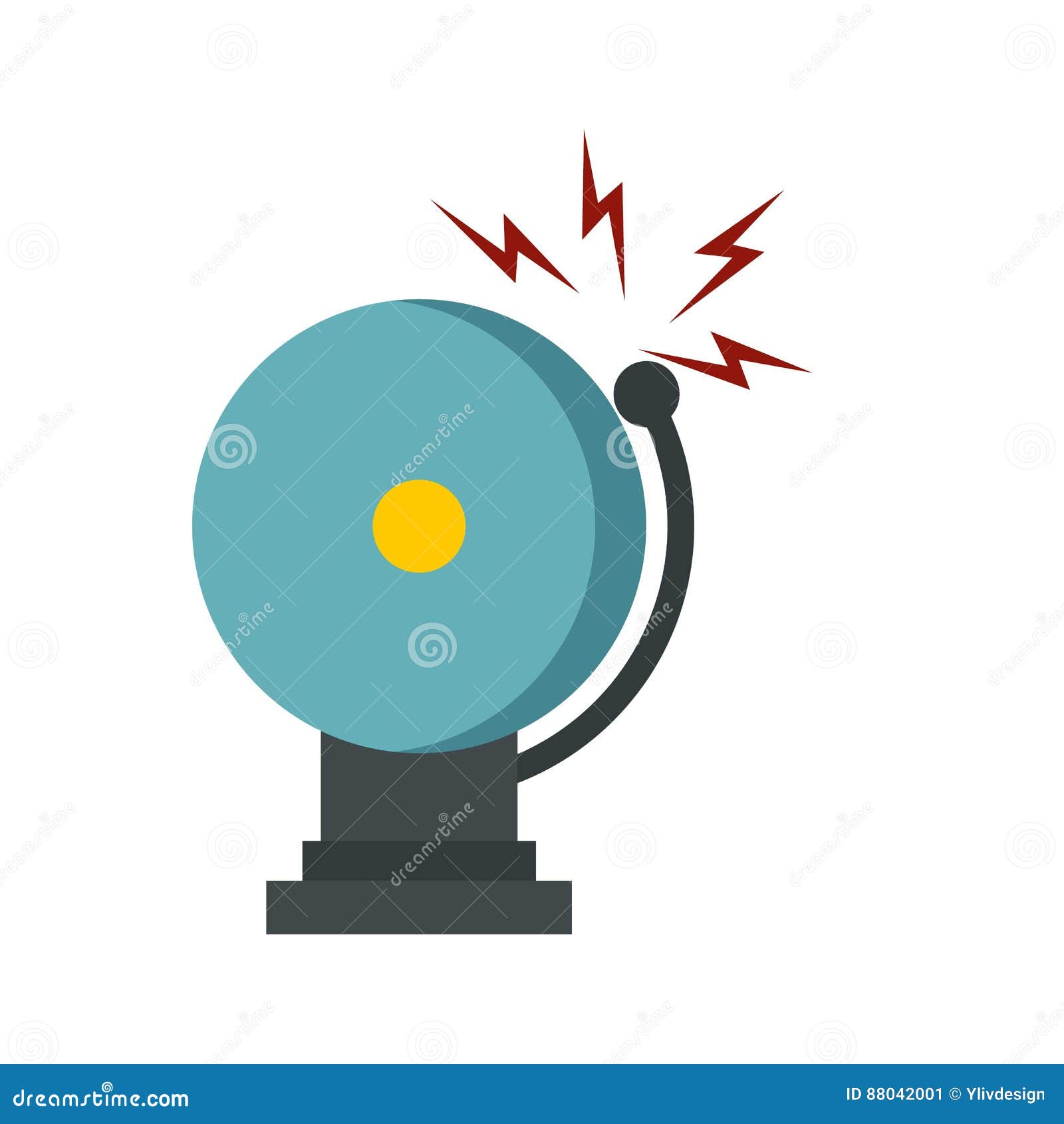 Ringing Fire Alarm Bell Icon, Flat Style Stock Vector - Illustration of ...