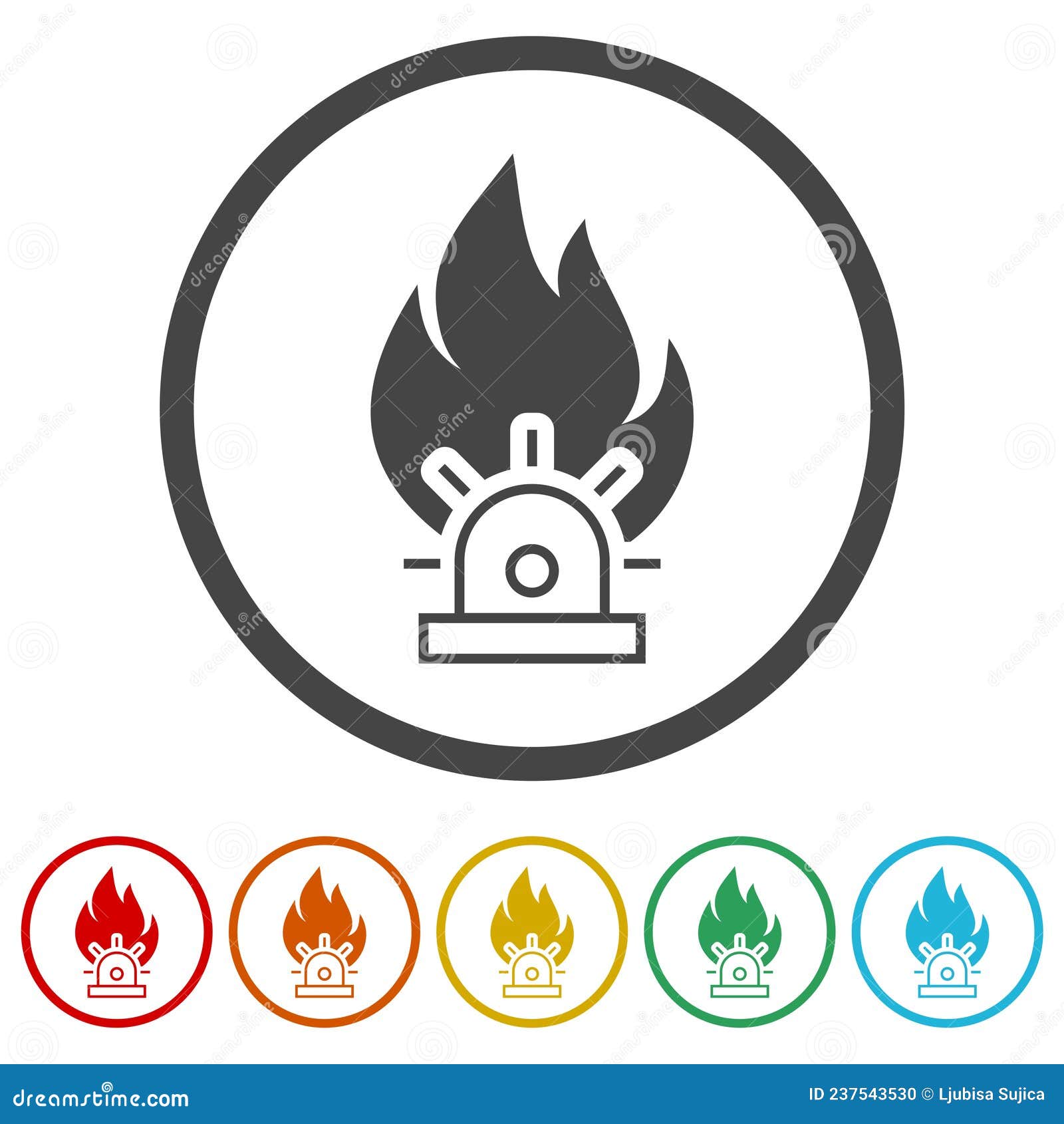 Ringing Fire Alarm Bell Icon Isolated on White Background, Color Set ...