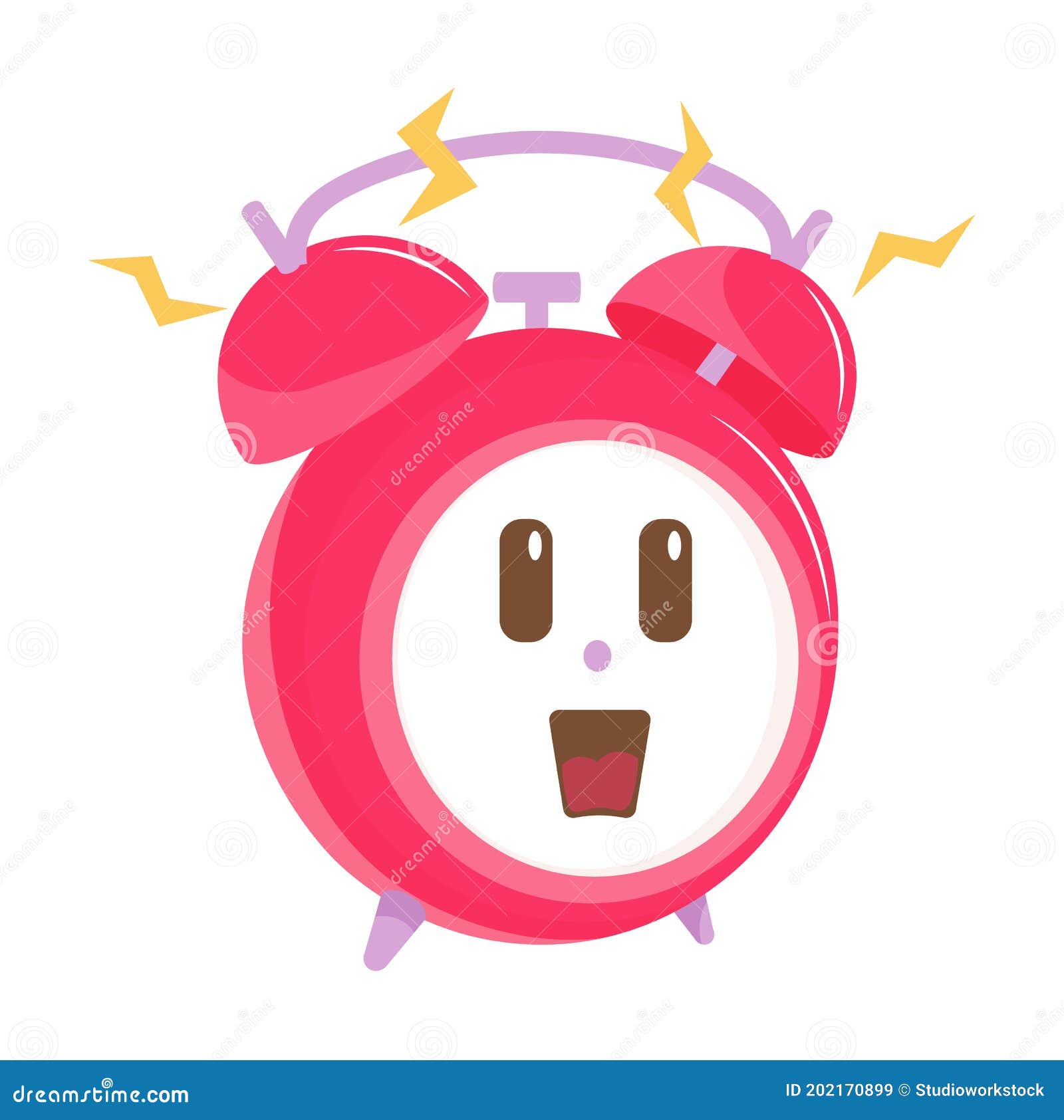 Ringing Funny Alarm Clock Emoticon Isolated on White Stock Vector ...