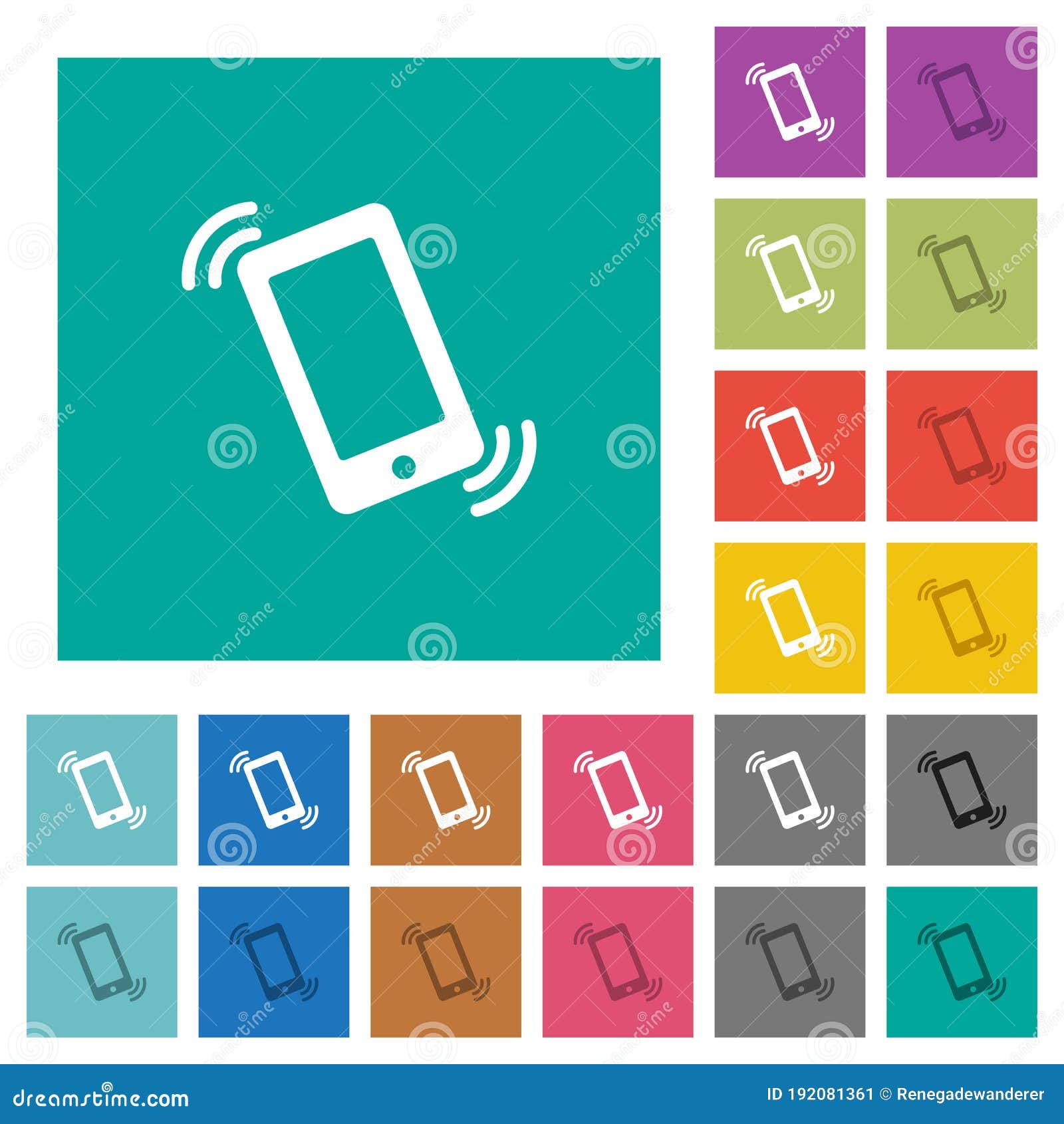 Ringing Phone Square Flat Multi Colored Icons Stock Vector ...