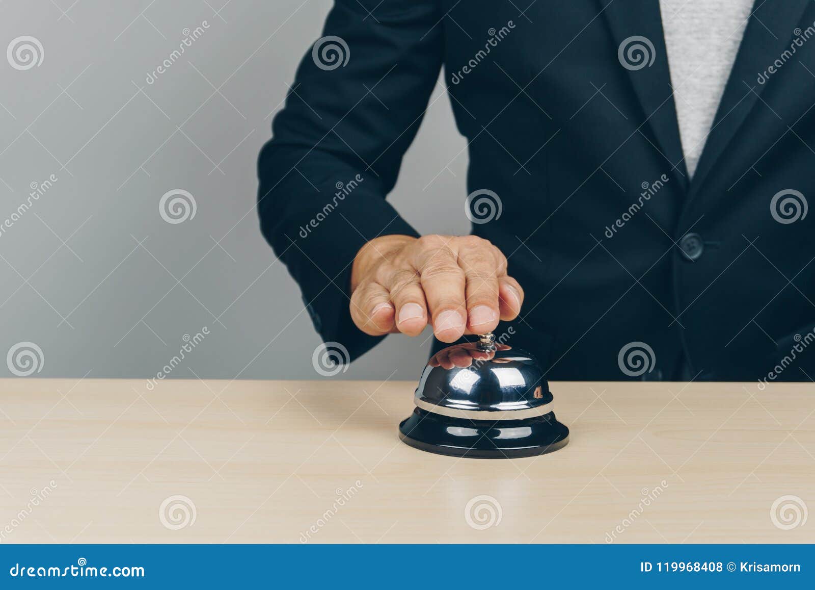 Ringing the Silver Service Bell at the Counter Stock Photo - Image of ...