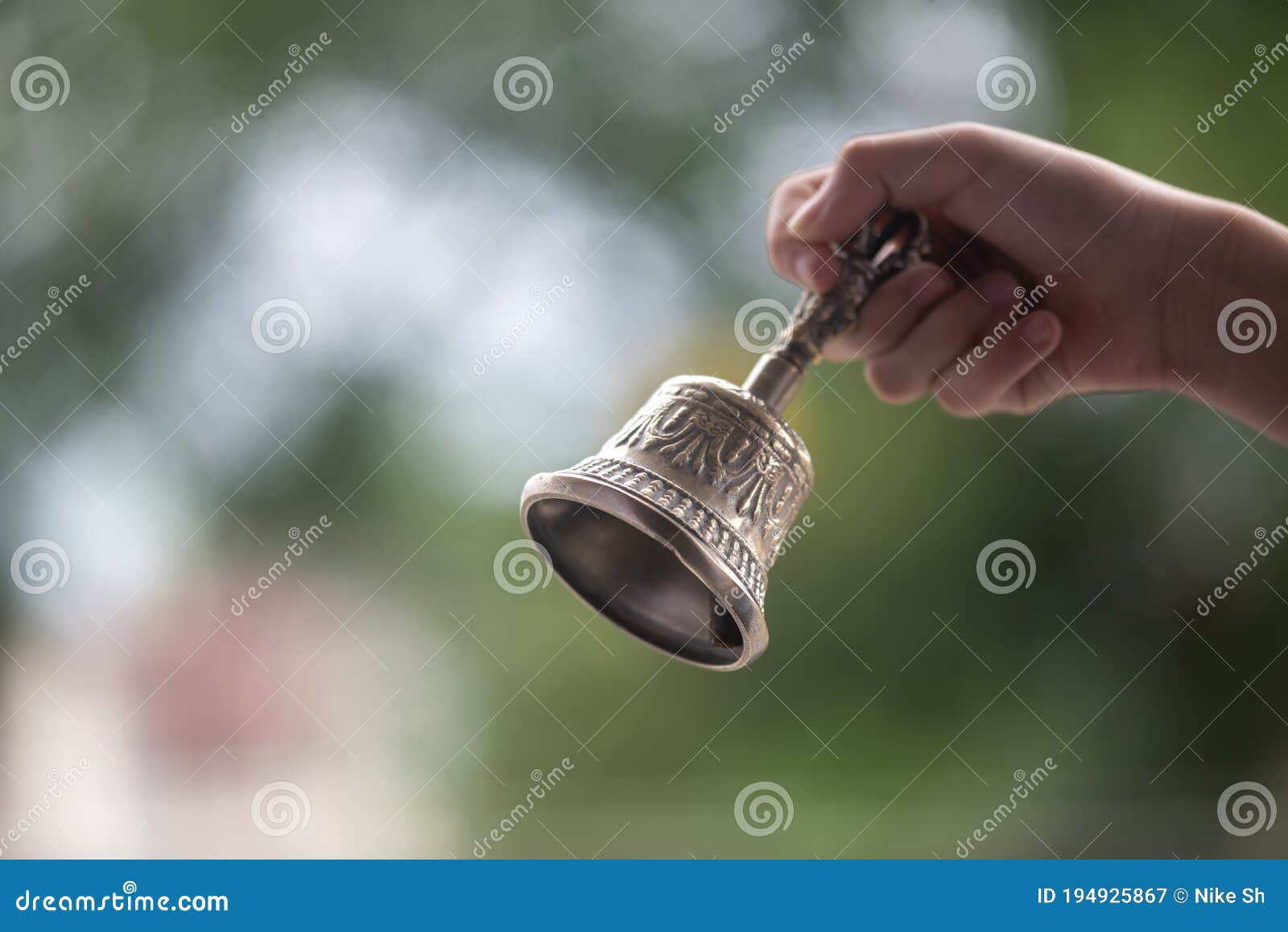 Ringing a Tibetan Prayer Bell Stock Image - Image of religion, nepal ...