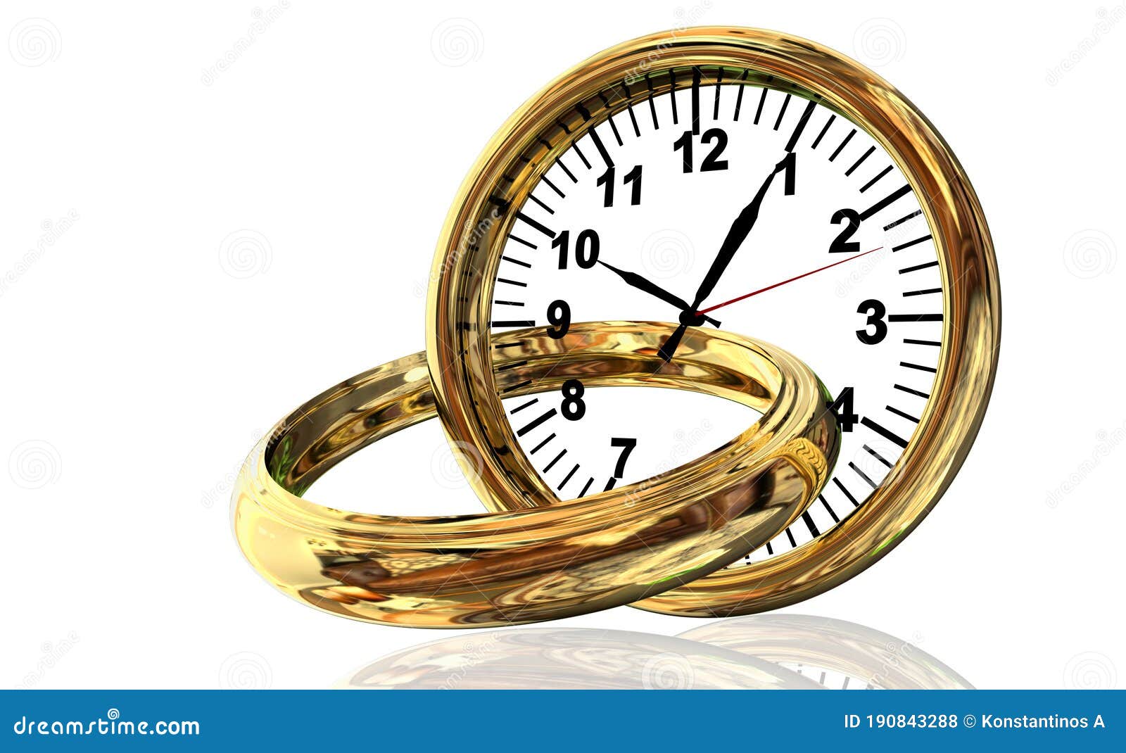 Rings Clock Time Marriage Time Space for Your Text - 3d Rendering Stock ...