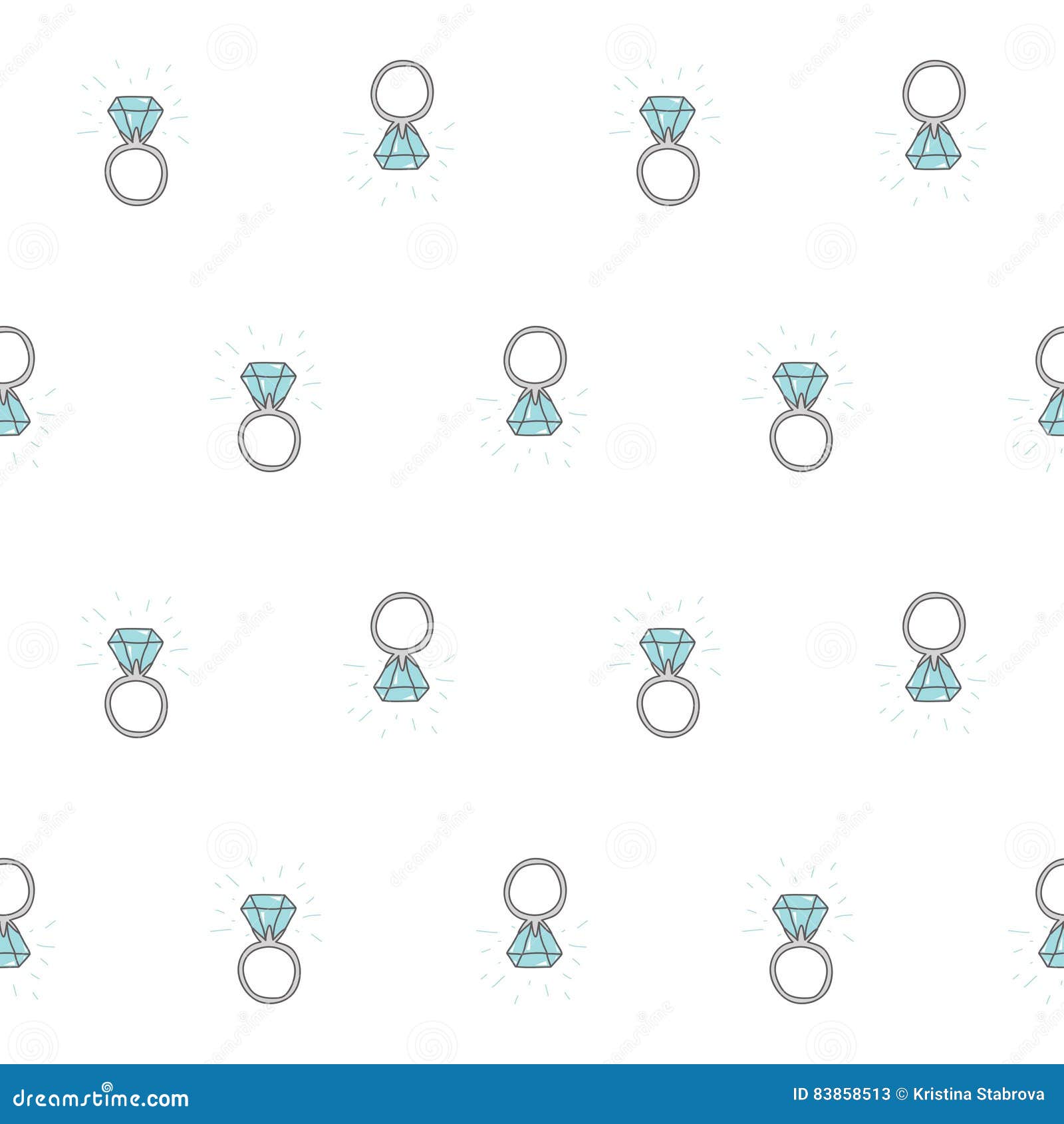 Rings with Diamonds. Doodle Seamless Pattern. Vector Illustration Stock ...