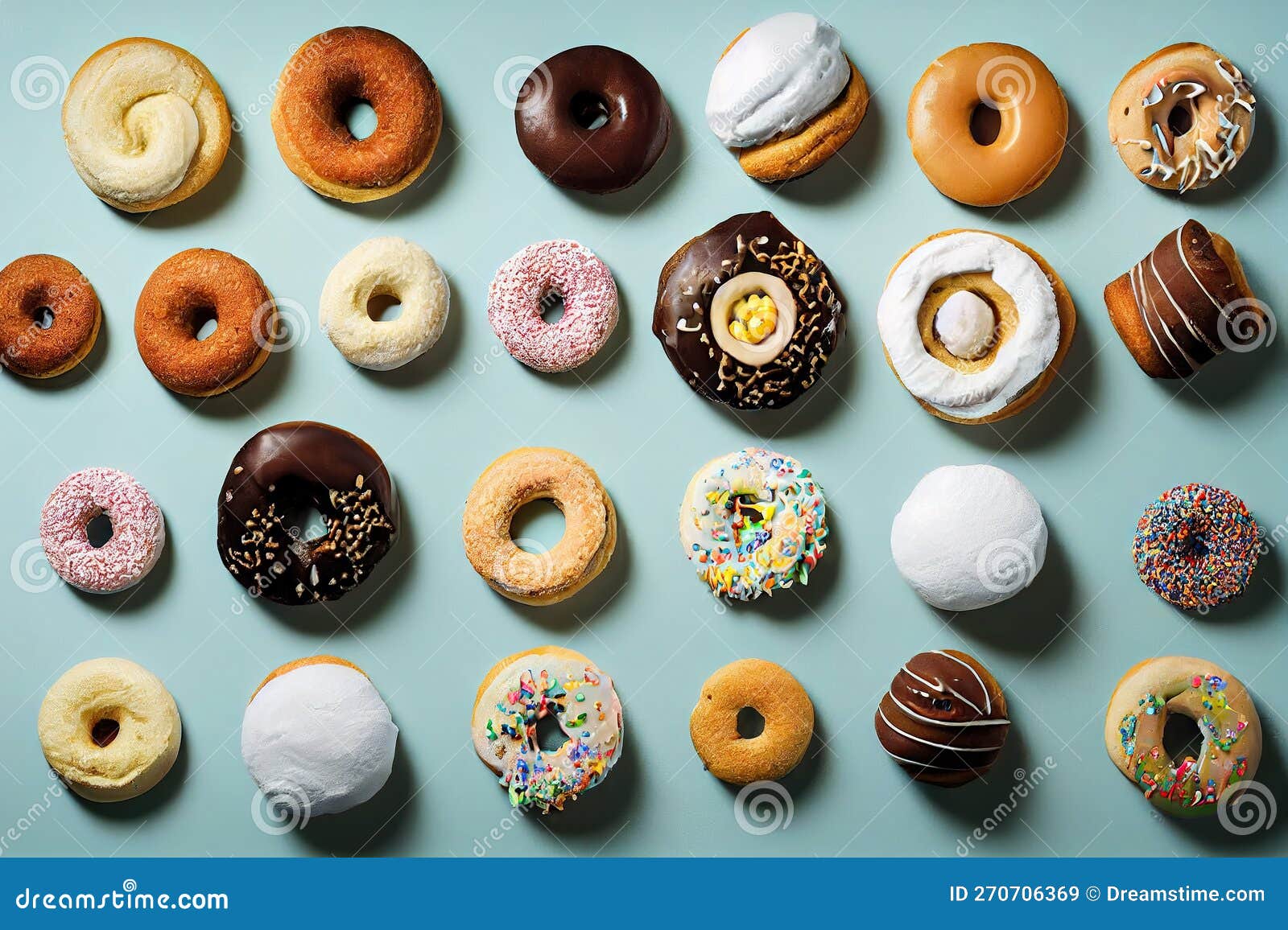 Rings Doughnuts in Glazes on Light Background Baked Bread Stock ...