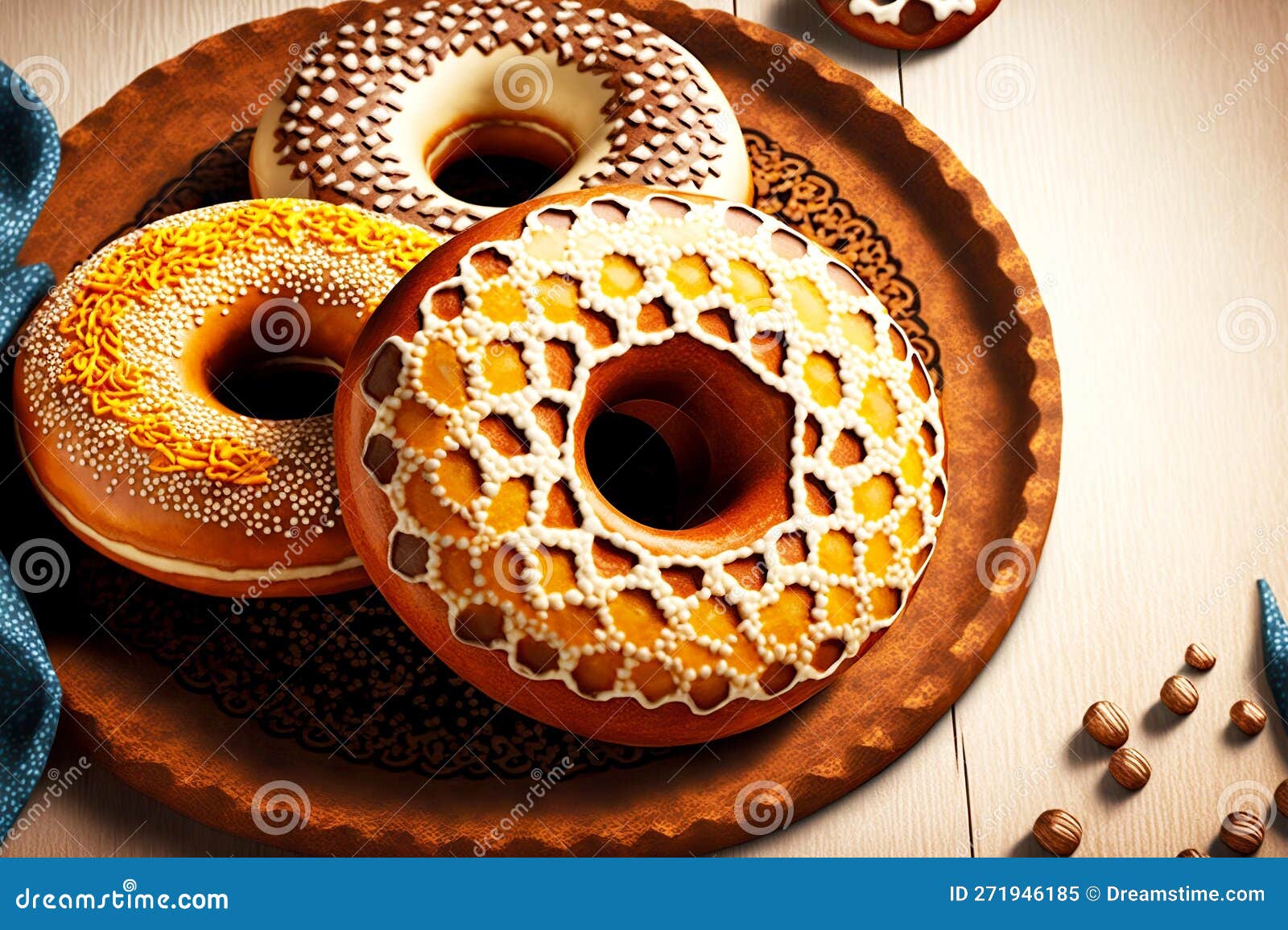 Rings Doughnuts in Glazes on Light Background Baked Bread Stock Image ...