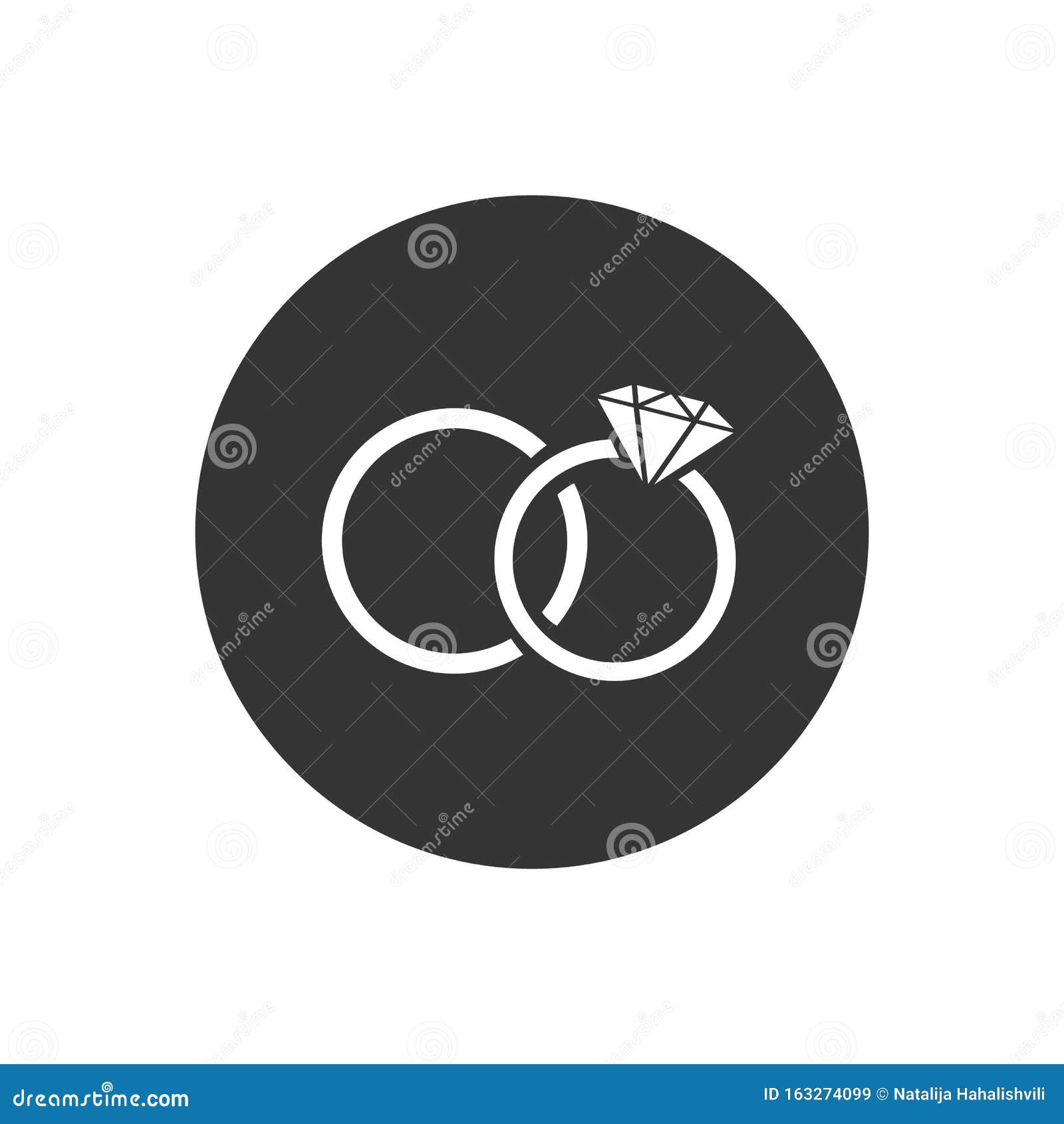 Rings Icon on Grey, Vector Illustration Flat Style Stock Vector ...
