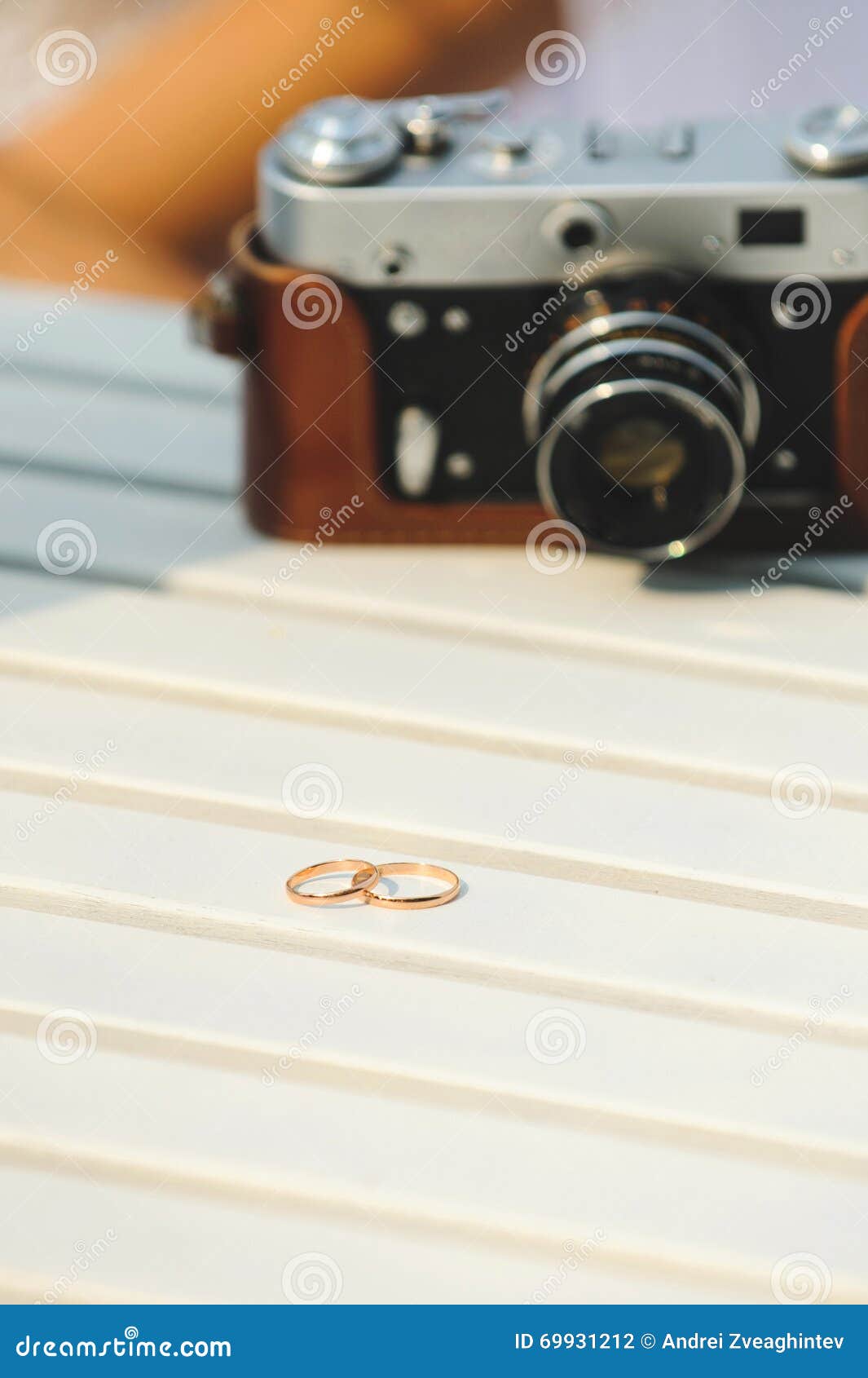 Rings and Old Camera stock photo. Image of marriage, material - 69931212