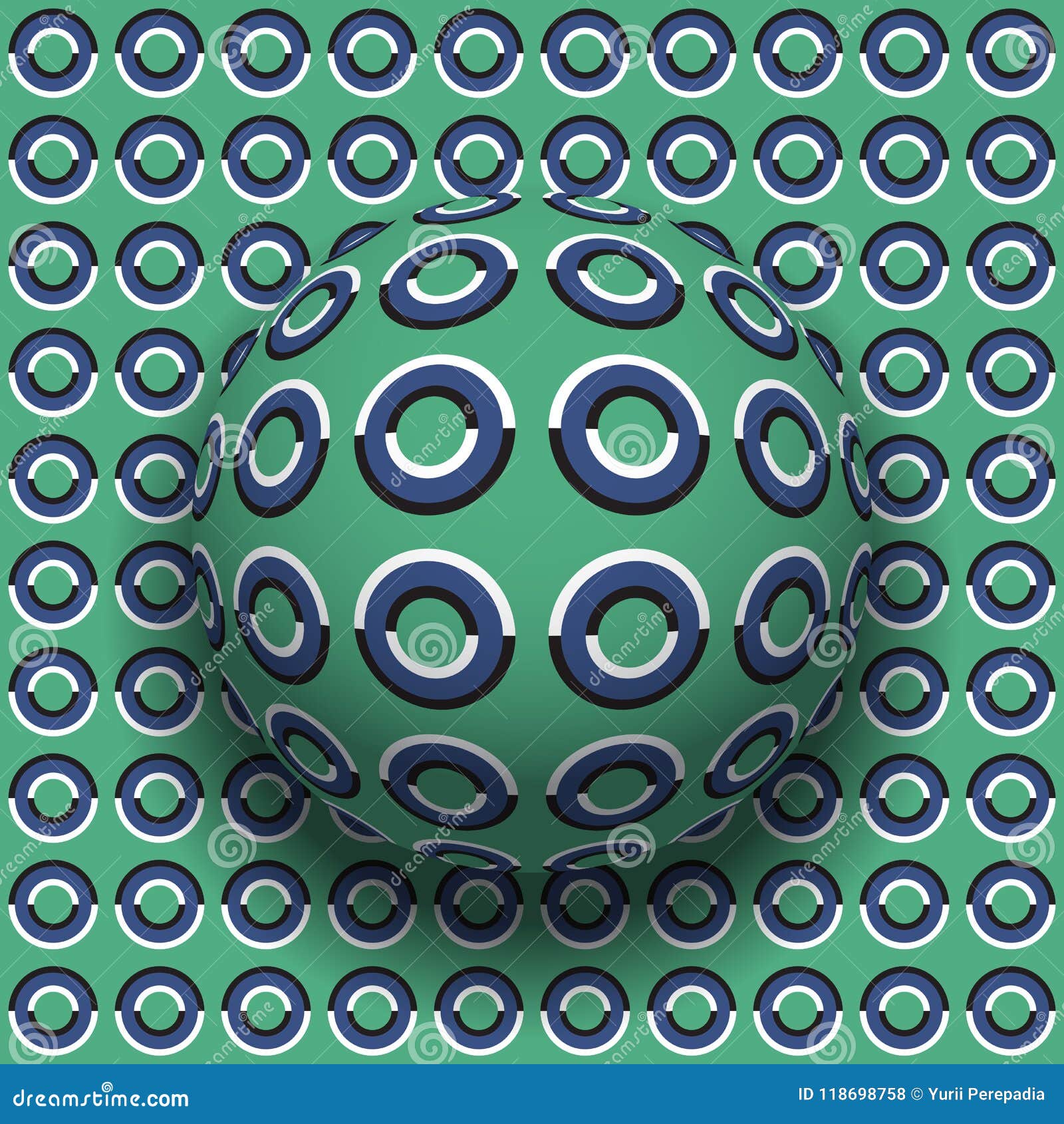 Rings Patterned Sphere Rolling Along the Same Surface. Abstract Vector ...