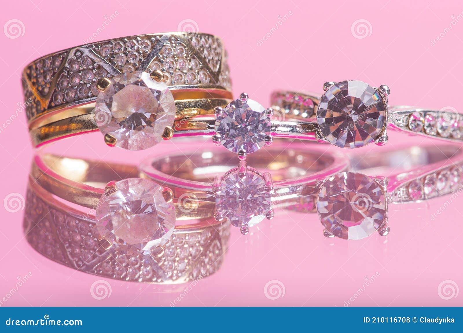 Rings on a Pink Background. Stock Photo - Image of gold, valuables ...
