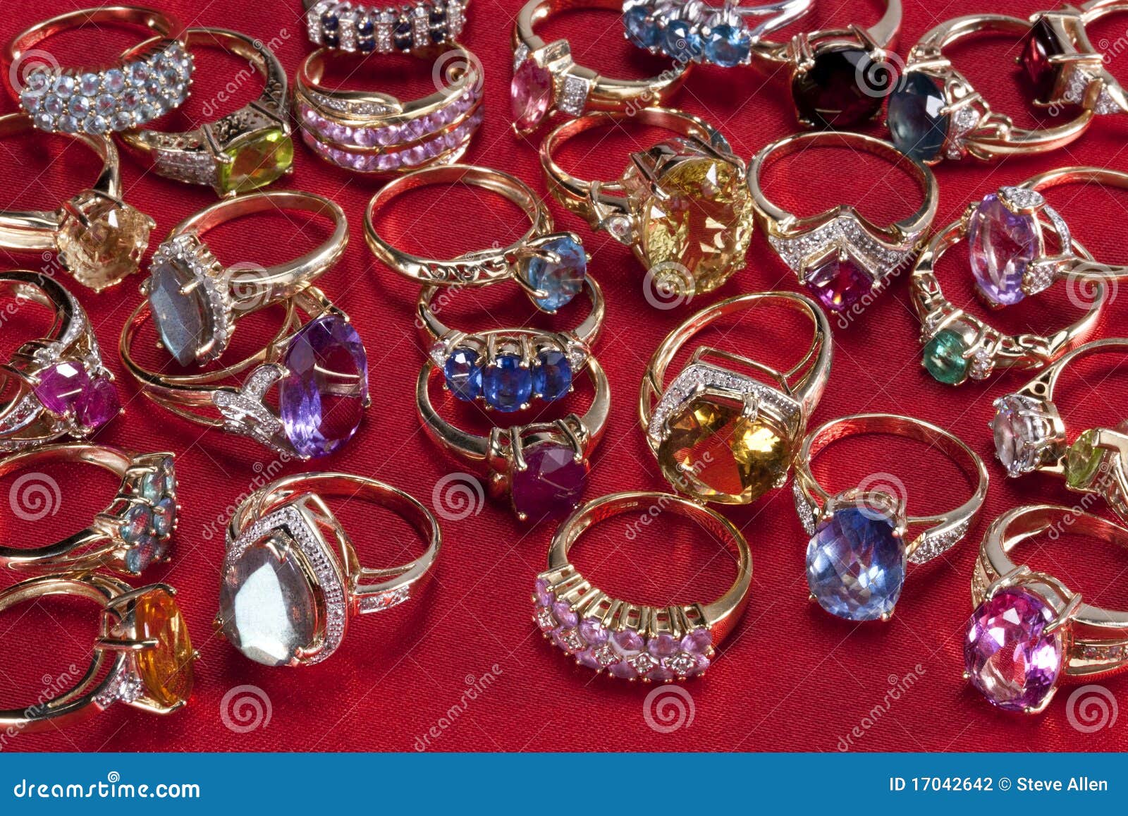 Rings with Precious & Semi-precious Gemstones Stock Photo - Image of ...