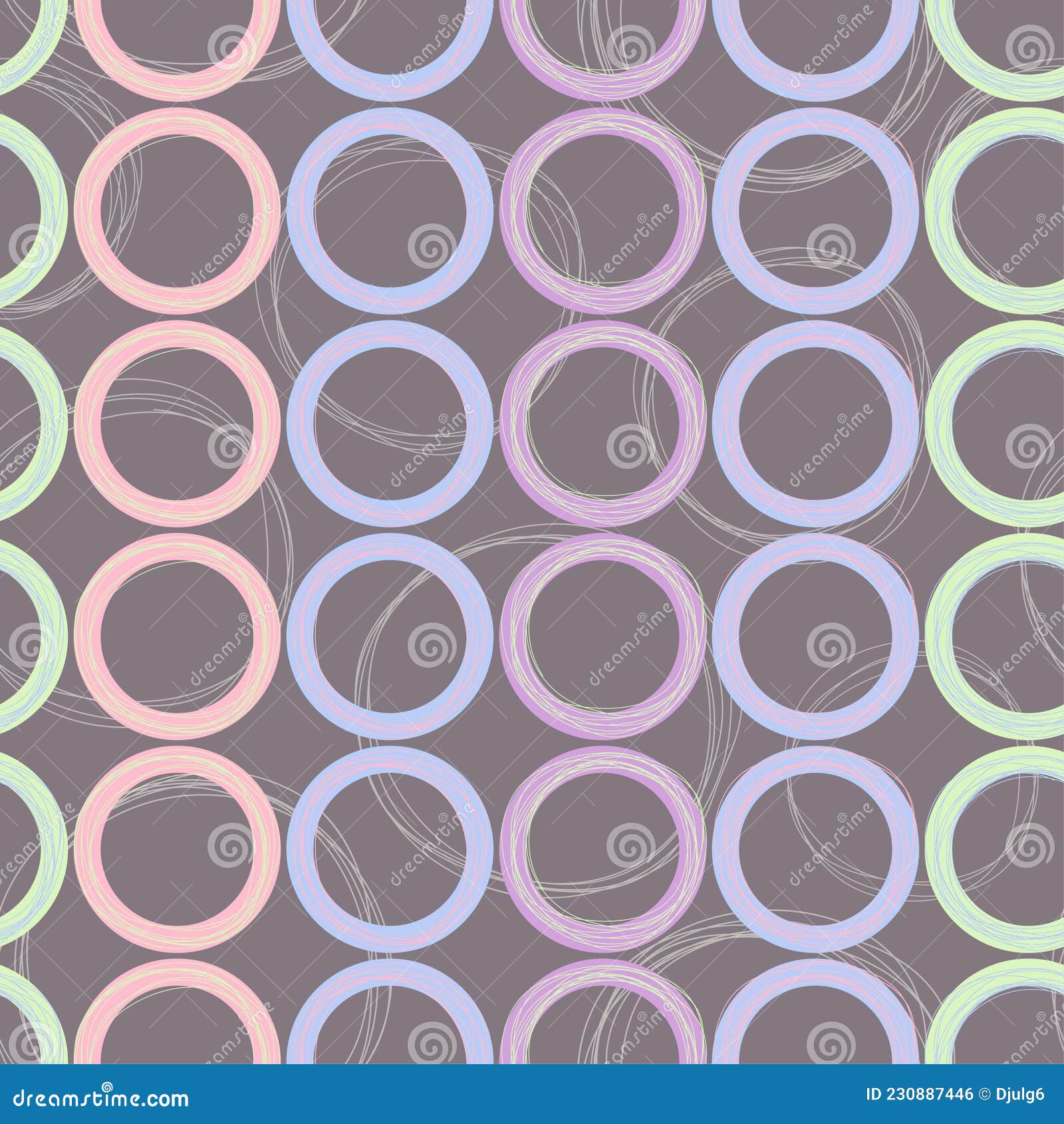 Rings, Round Shapes Made of Lines. Seamless Minimalistic Pattern of ...