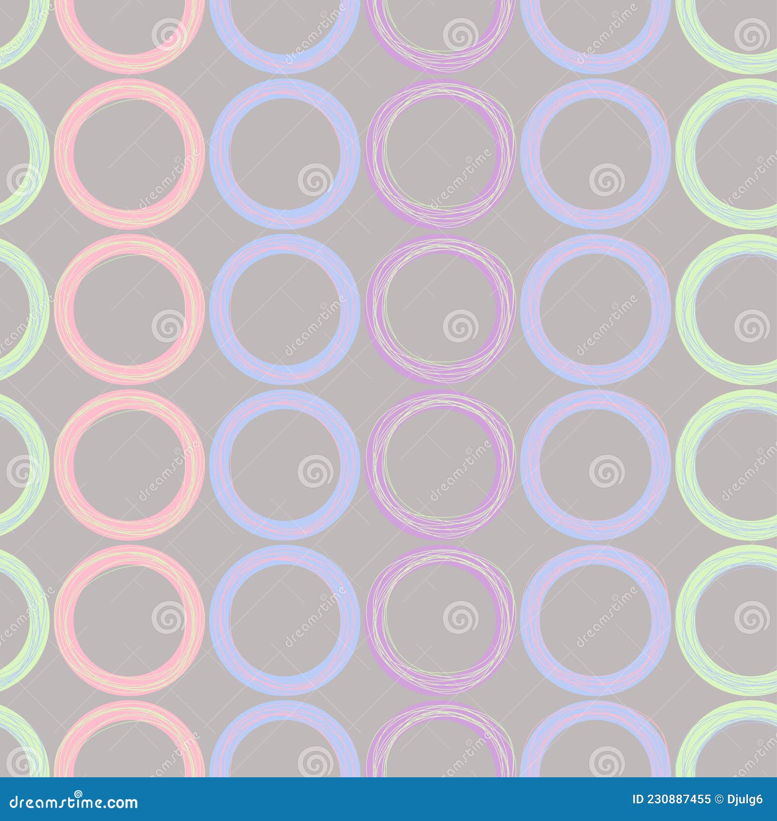 Rings, Round Shapes Made of Lines. Seamless Minimalistic Pattern of ...