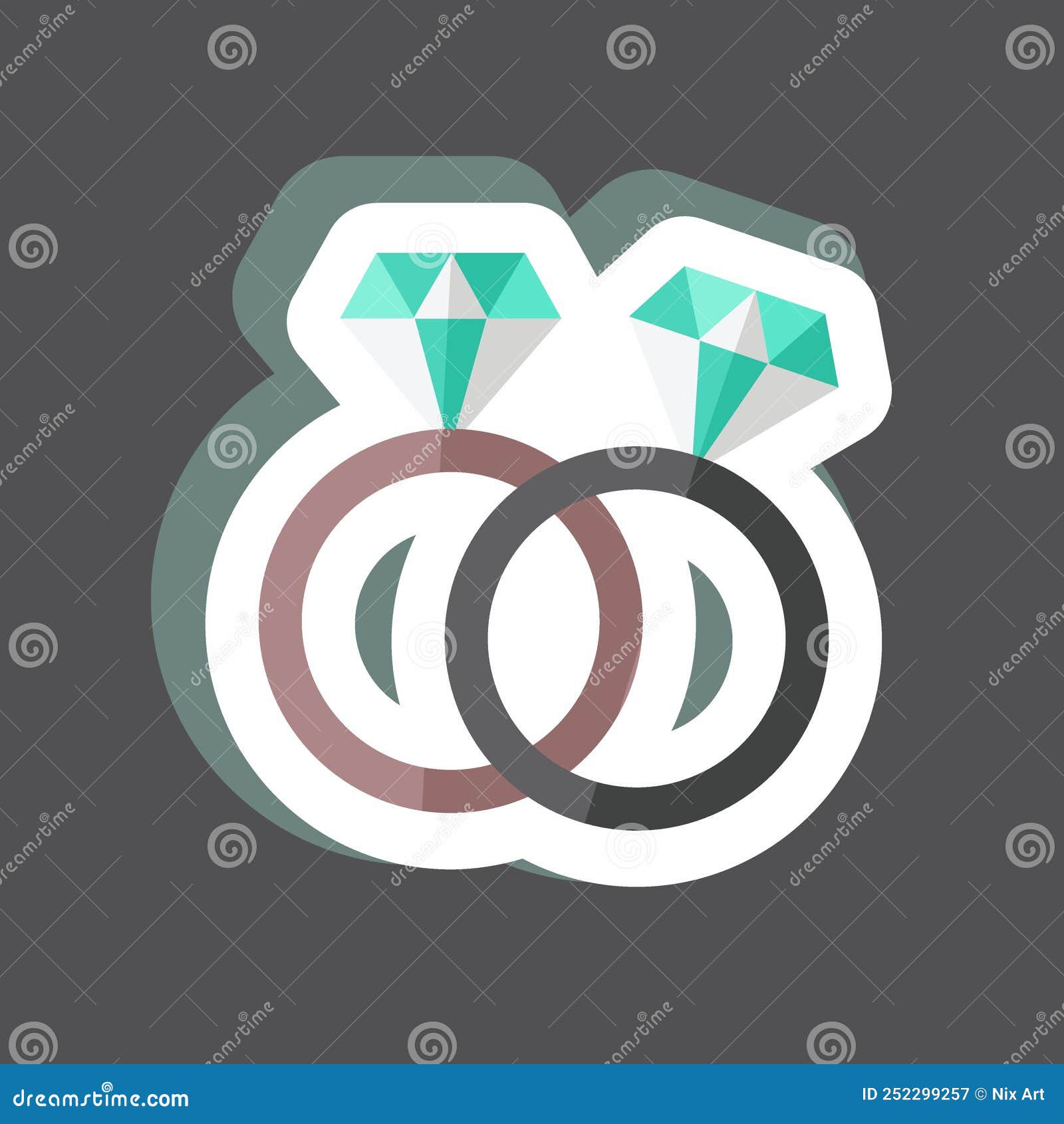 Rings Sticker in Trendy Isolated on Black Background Stock Illustration ...