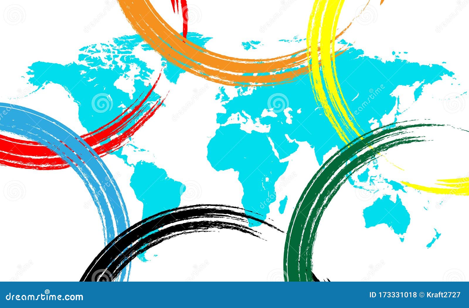 Rings on the world map stock vector. Illustration of cartography ...