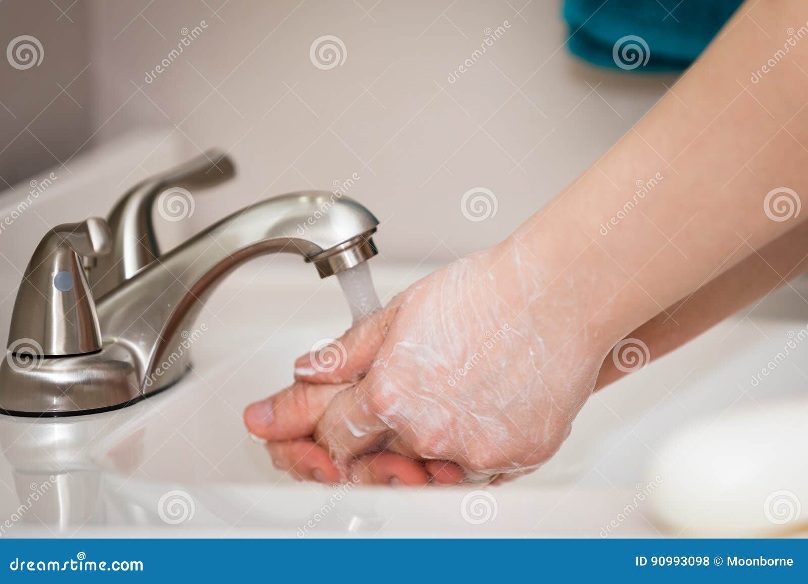Rinsing Hands stock photo. Image of house, comfortable - 90993098