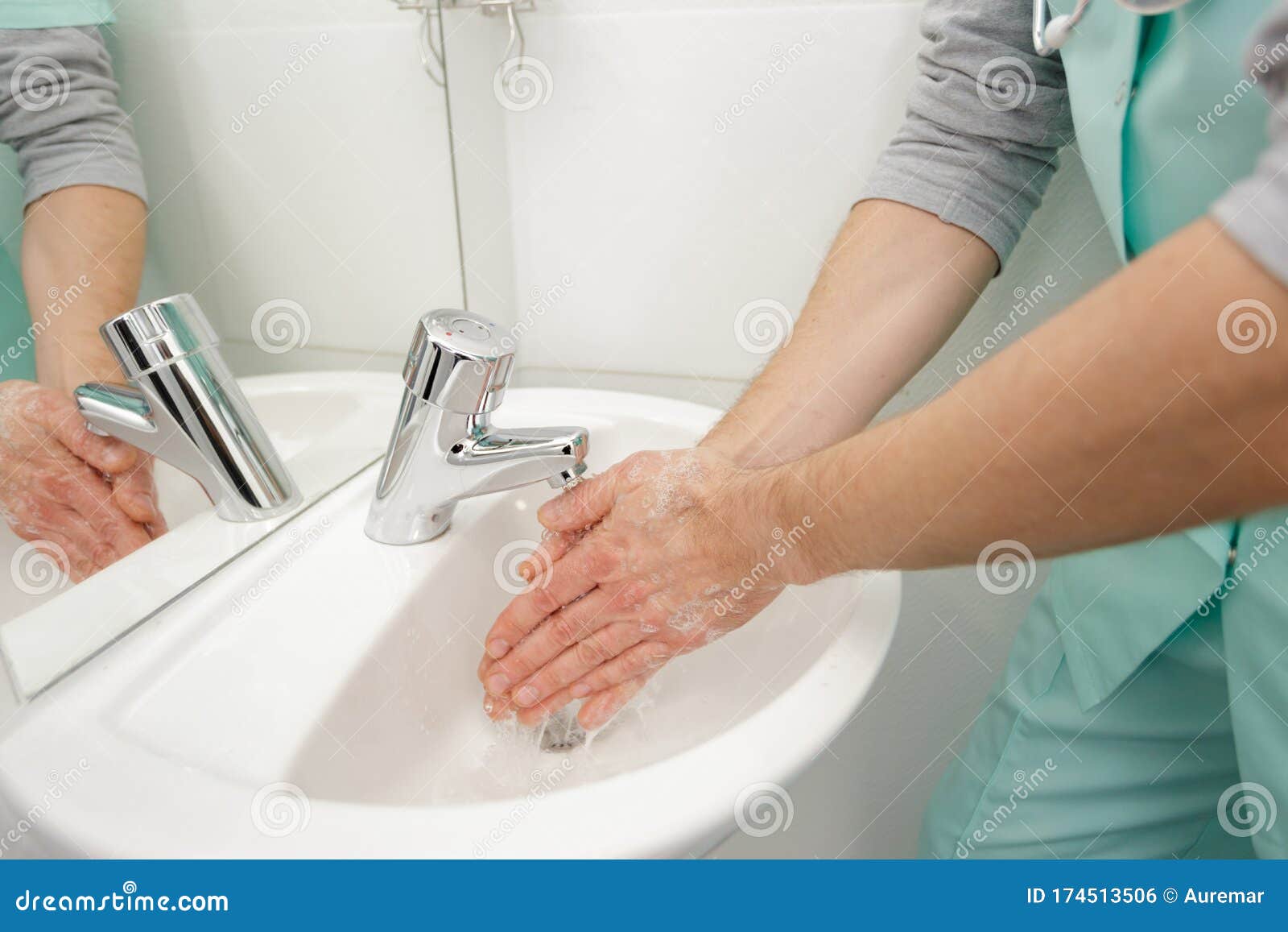 Rinsing and washing hands stock photo. Image of female - 174513506