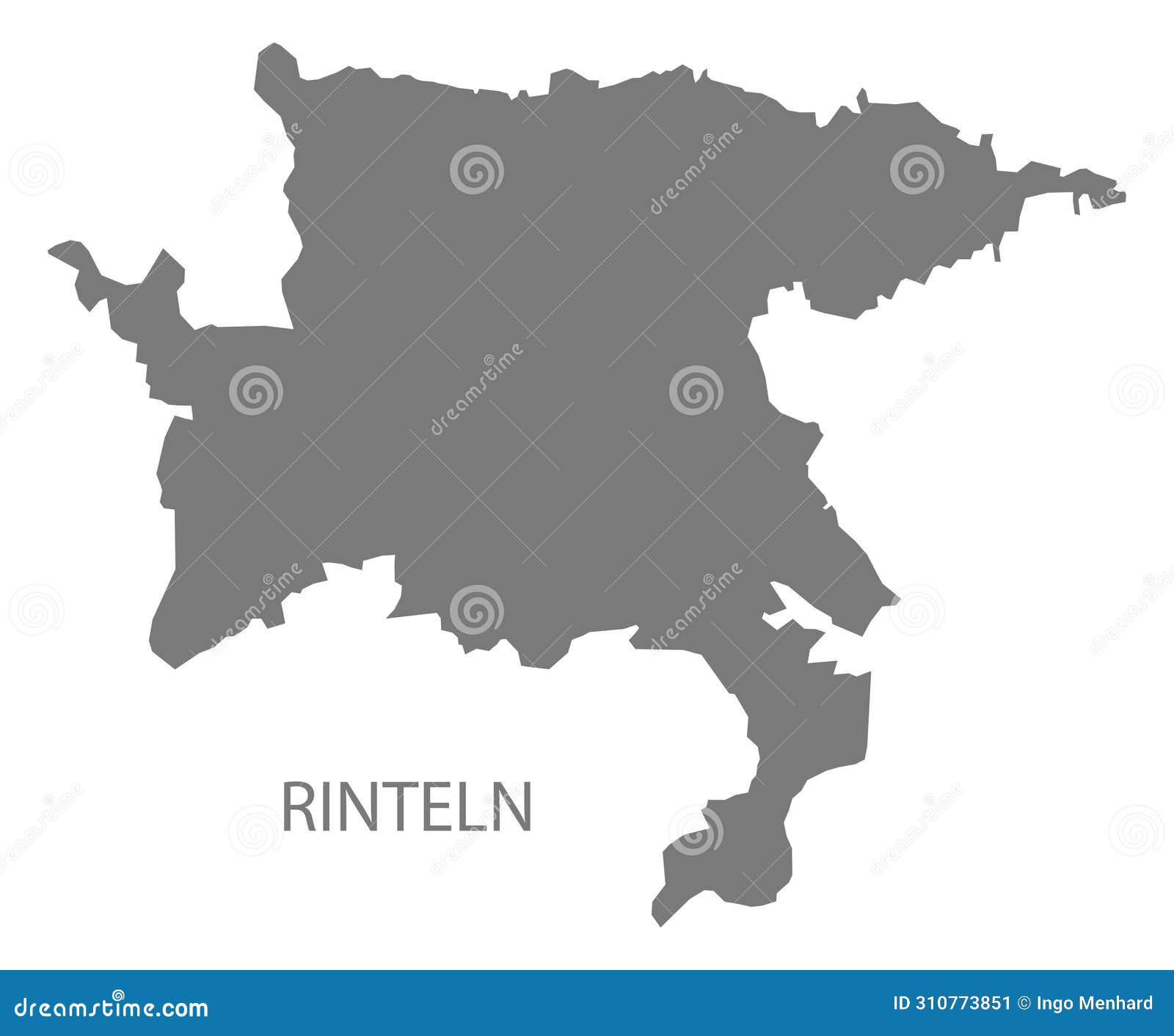 Rinteln German City Map Grey Illustration Silhouette Shape Stock Vector ...