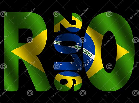 Rio 2016 text with flag editorial photo. Illustration of colorful ...