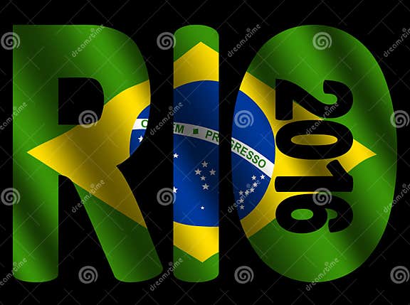 Rio 2016 text with flag editorial stock image. Illustration of flutter ...