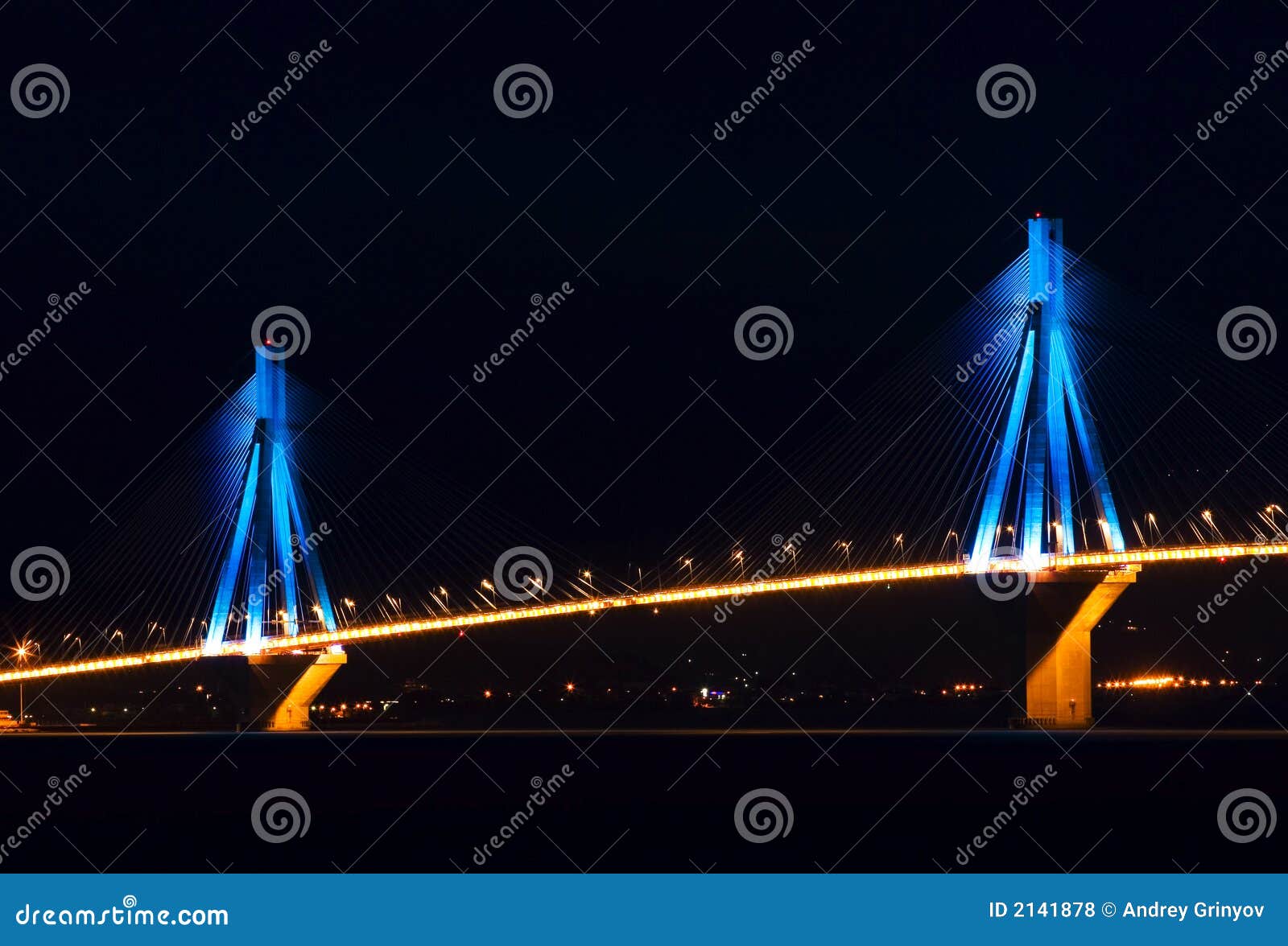 Rio-Antirio Bridge at Night Stock Photo - Image of landmark, gulf: 2141878