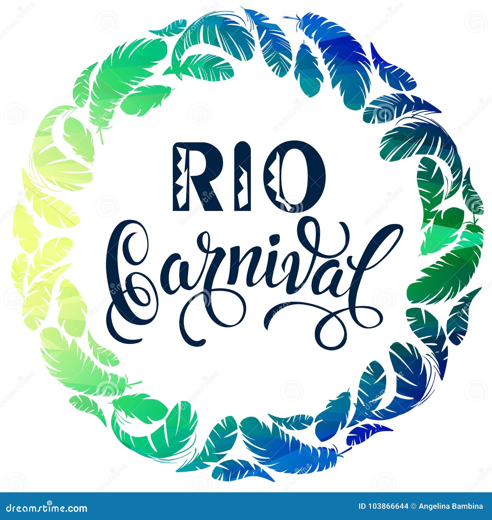 RIO Carnival. Lettering Design with Feather Frame. Vector Illustration ...