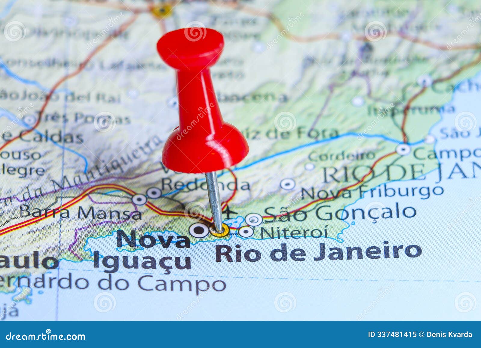 Rio De Janeiro, Brazil Pin on Map Stock Image - Image of freedom, earth ...