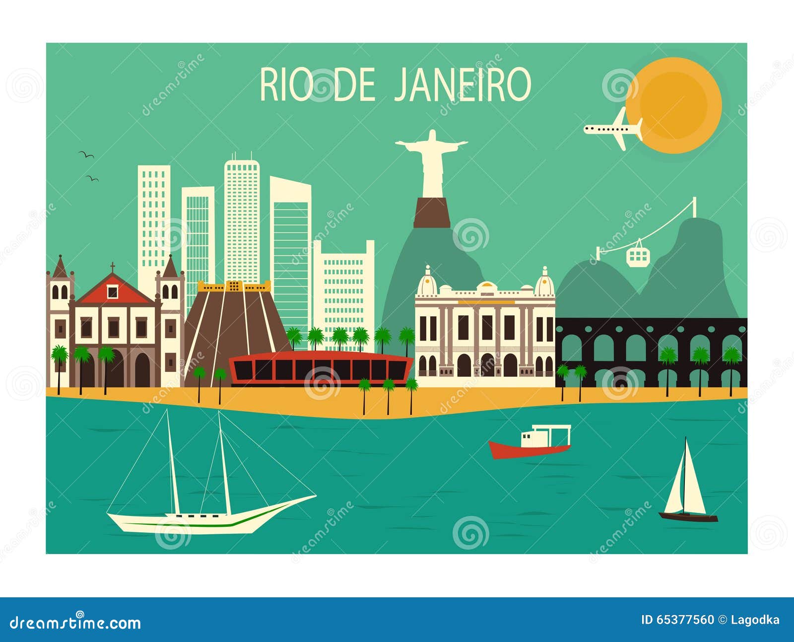 Rio de Janeiro. stock vector. Illustration of downtown - 65377560