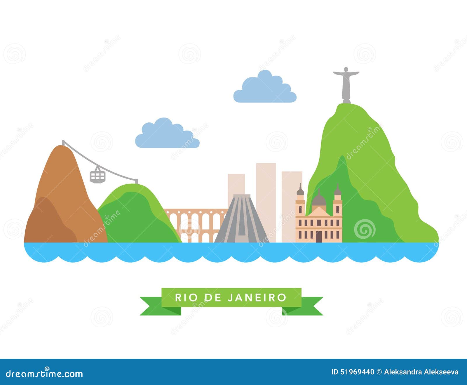 Rio De Janeiro Flat Background Vector Stock Vector - Illustration of ...
