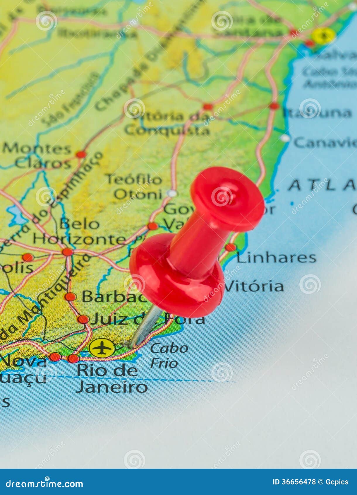 Rio de Janeiro on a Map stock photo. Image of brazil - 36656478