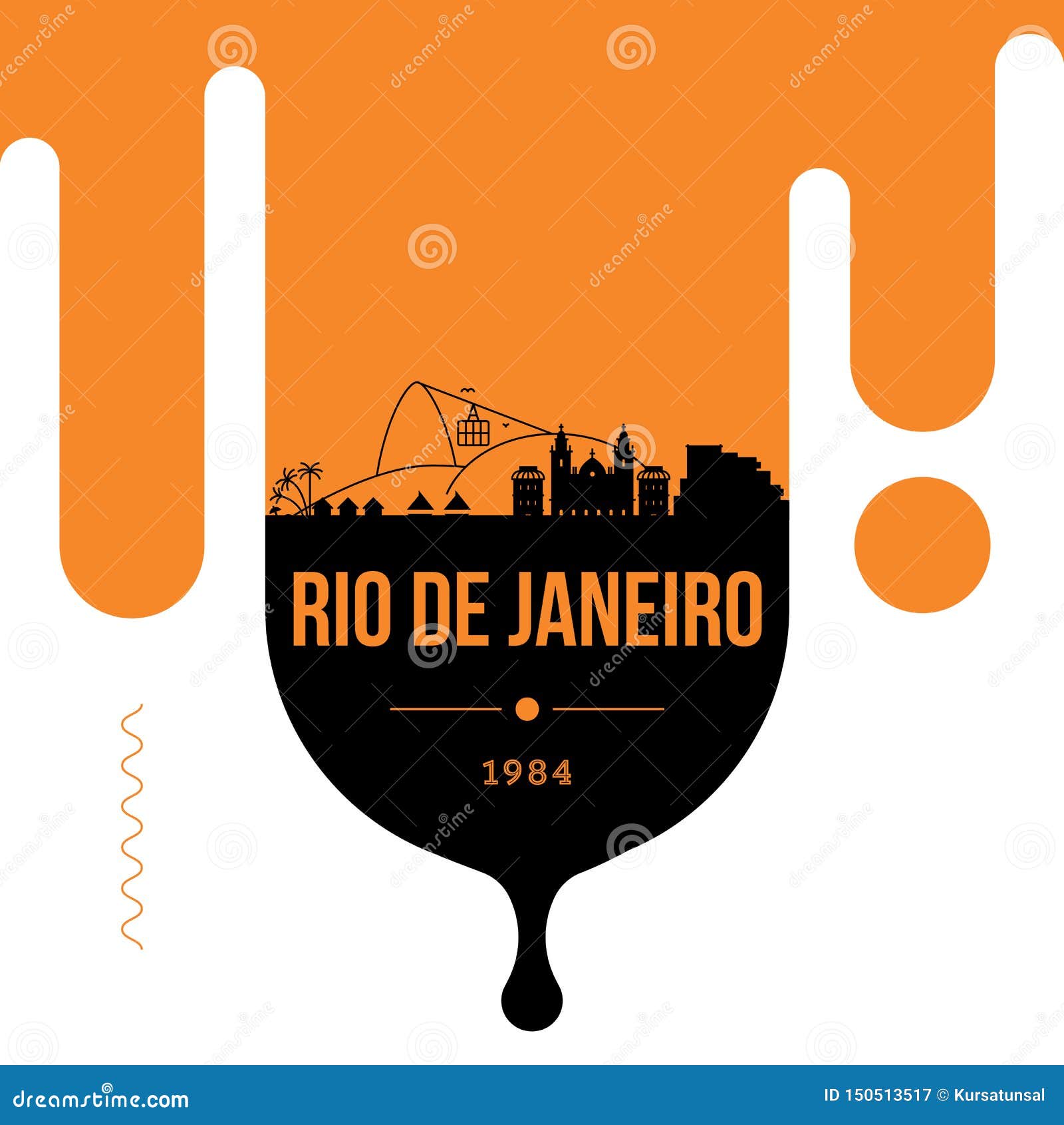 Rio De Janeiro Modern Web Banner Design with Vector Linear Skyline ...