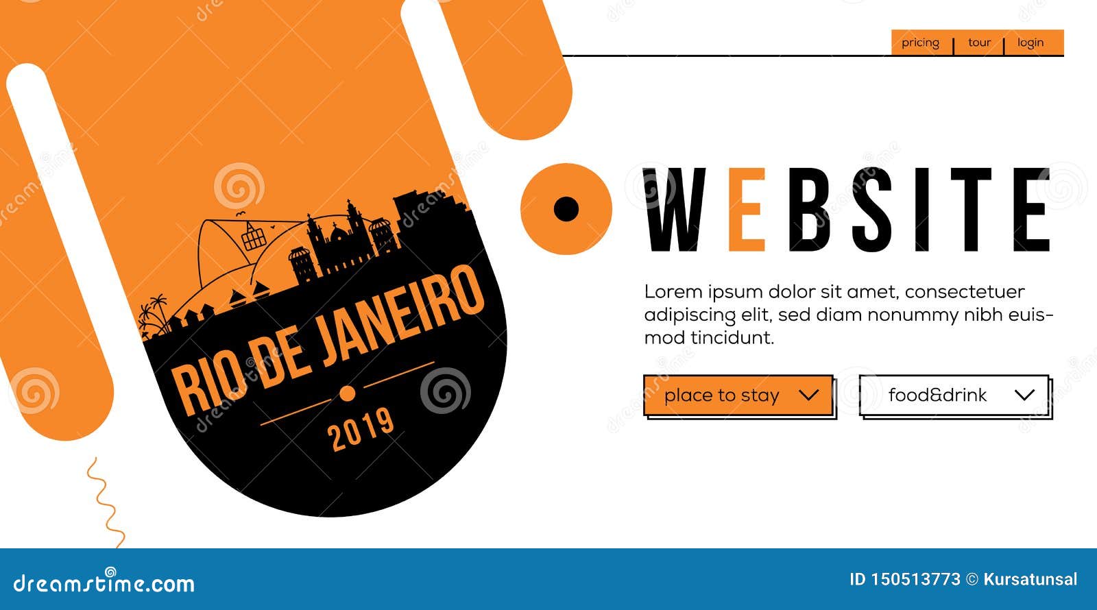 Rio De Janeiro Modern Web Banner Design with Vector Linear Skyline ...